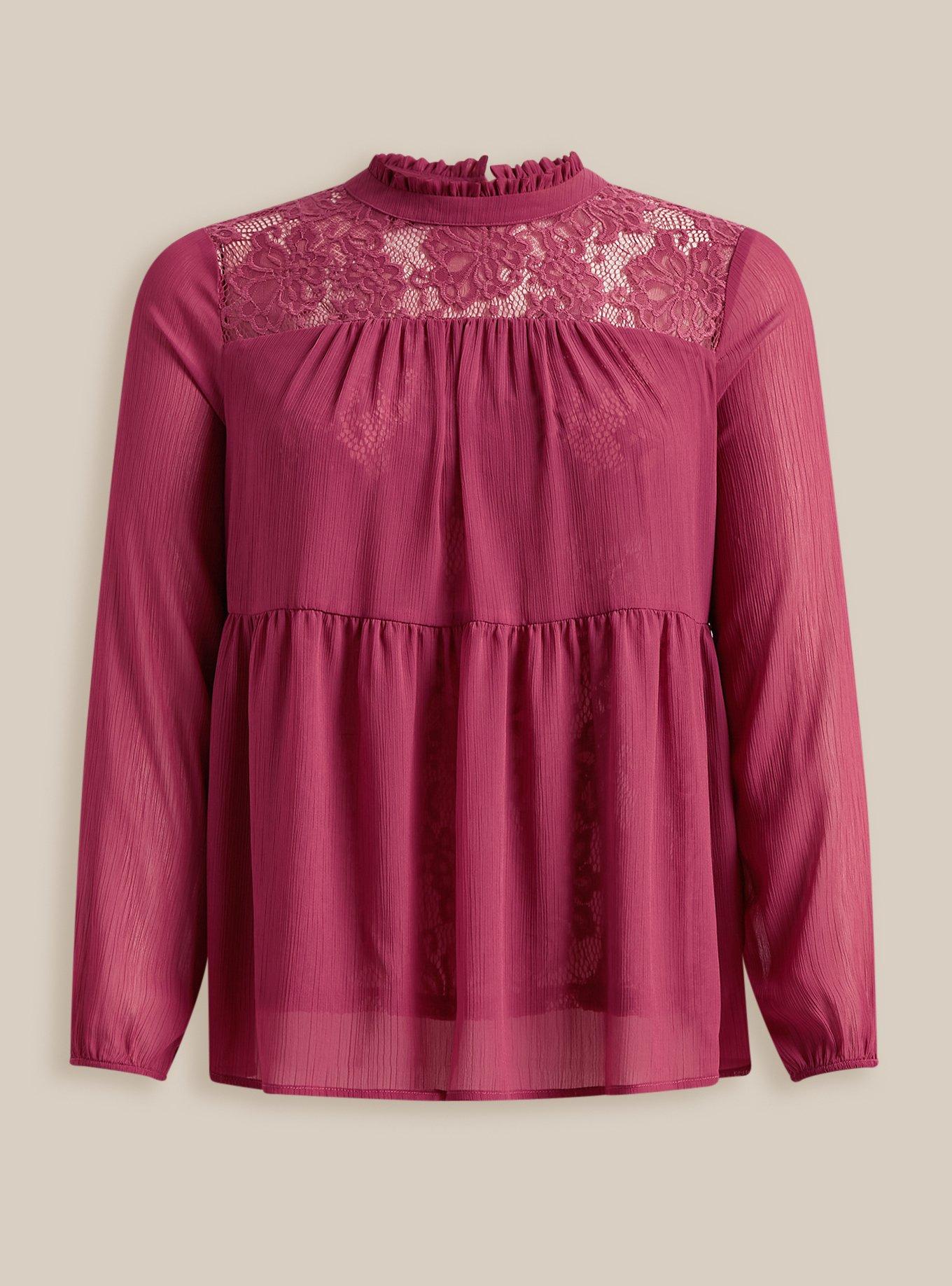 Plus Size - Lace With Chiffon Overlay Blouse - Torrid