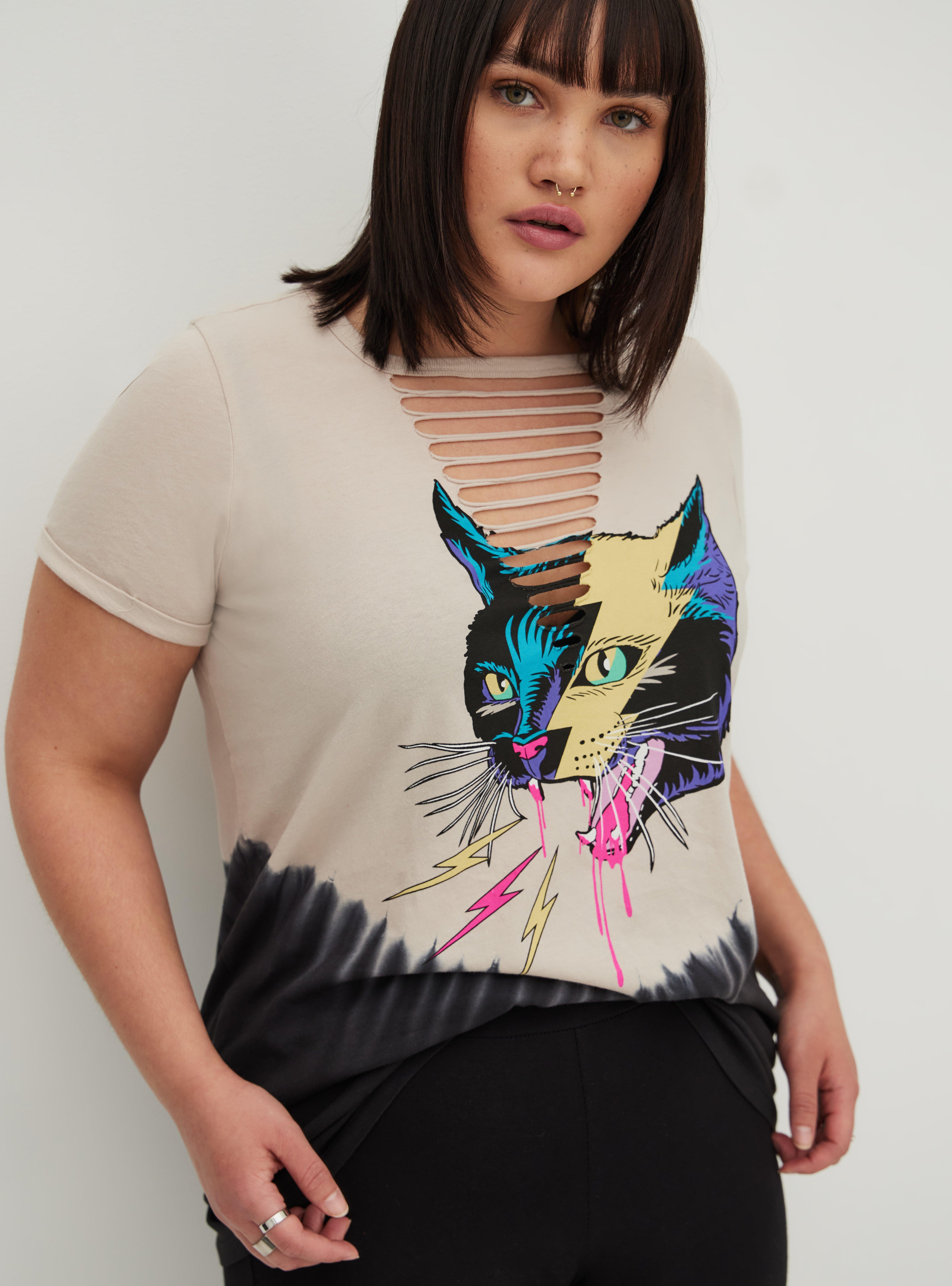 Plus Size - Destructed Tee - Cotton Lovesick Thunder Cat - Torrid