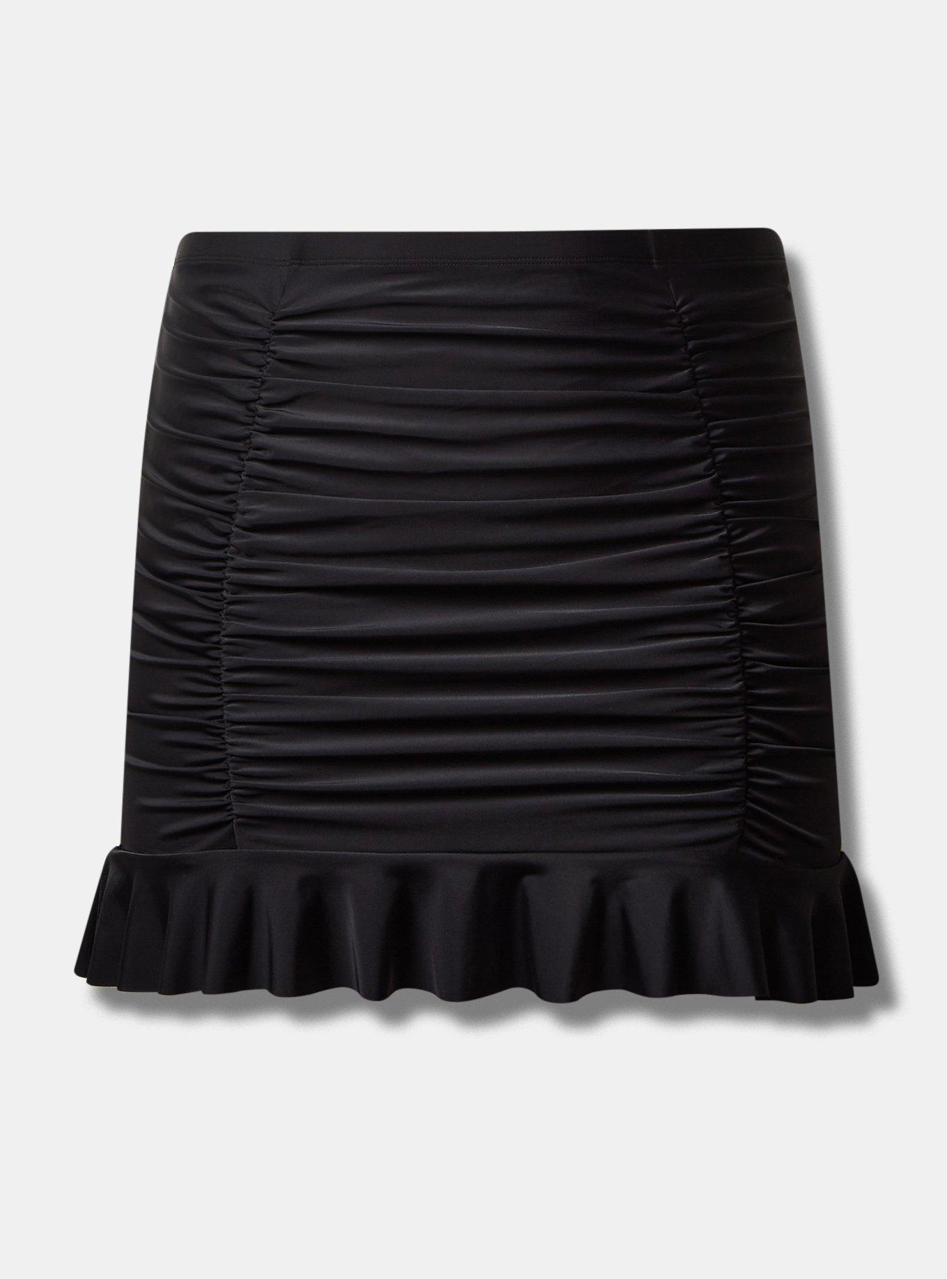 Plus Size - Retro High-Rise Long Ruched Swim Skirt With Brief - Torrid