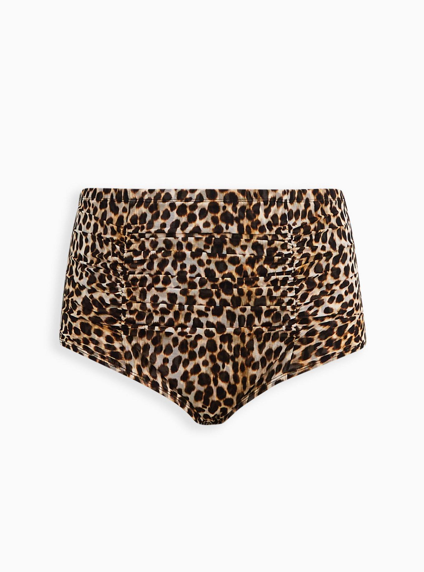 Plus Size - High Waisted Ruched Swim Brief - Cheetah - Torrid