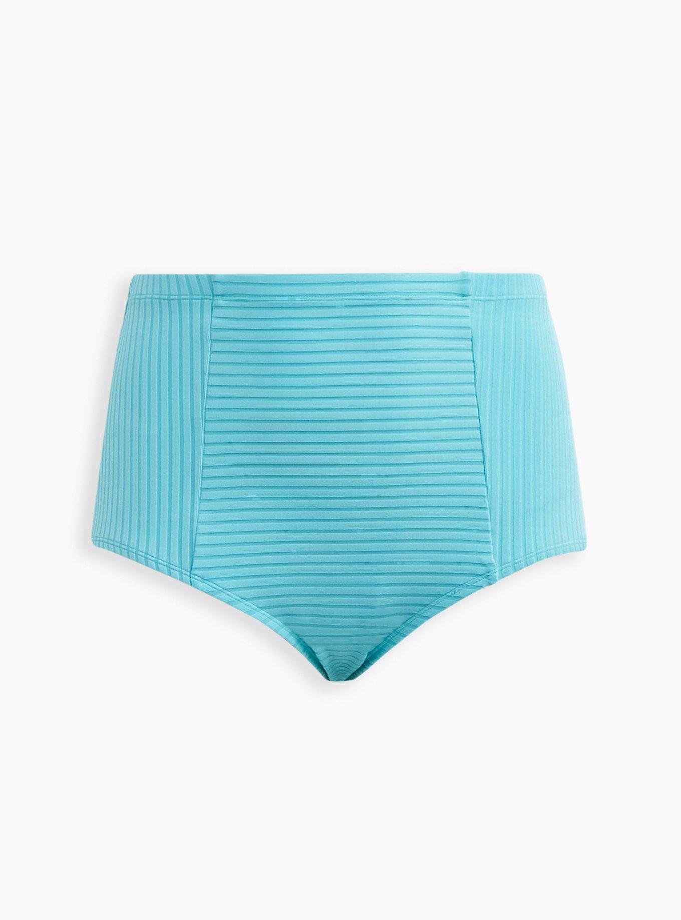 Plus Size - High Waisted Ruched Swim Brief - Blue - Torrid