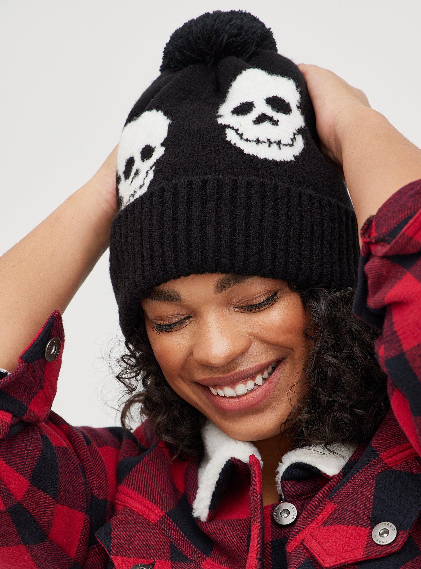 Plus Size - Pom Beanie - Black Skull - Torrid