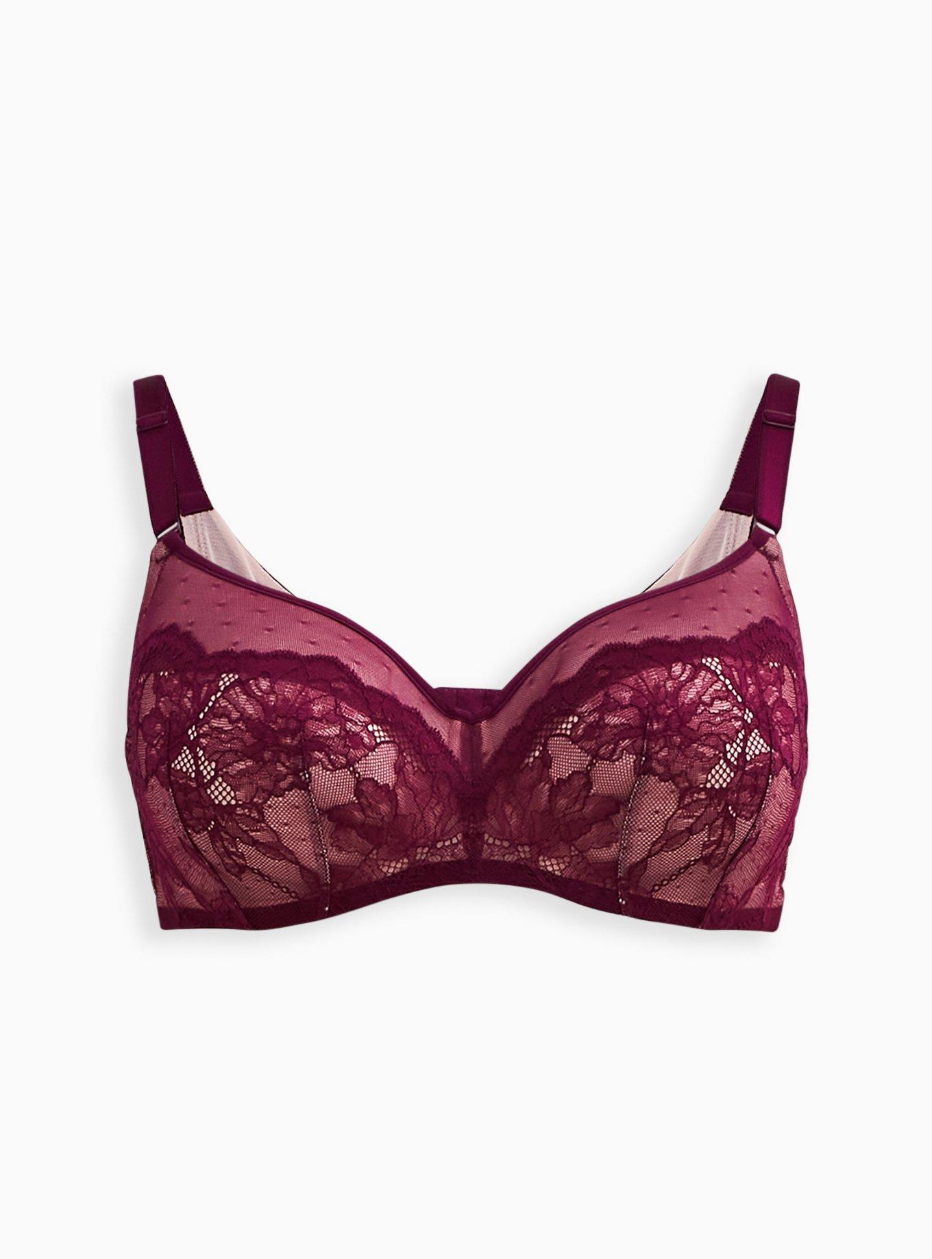 Plus Size - Full-Coverage Balconette Lightly Lined Dot Lace 360° Back ...