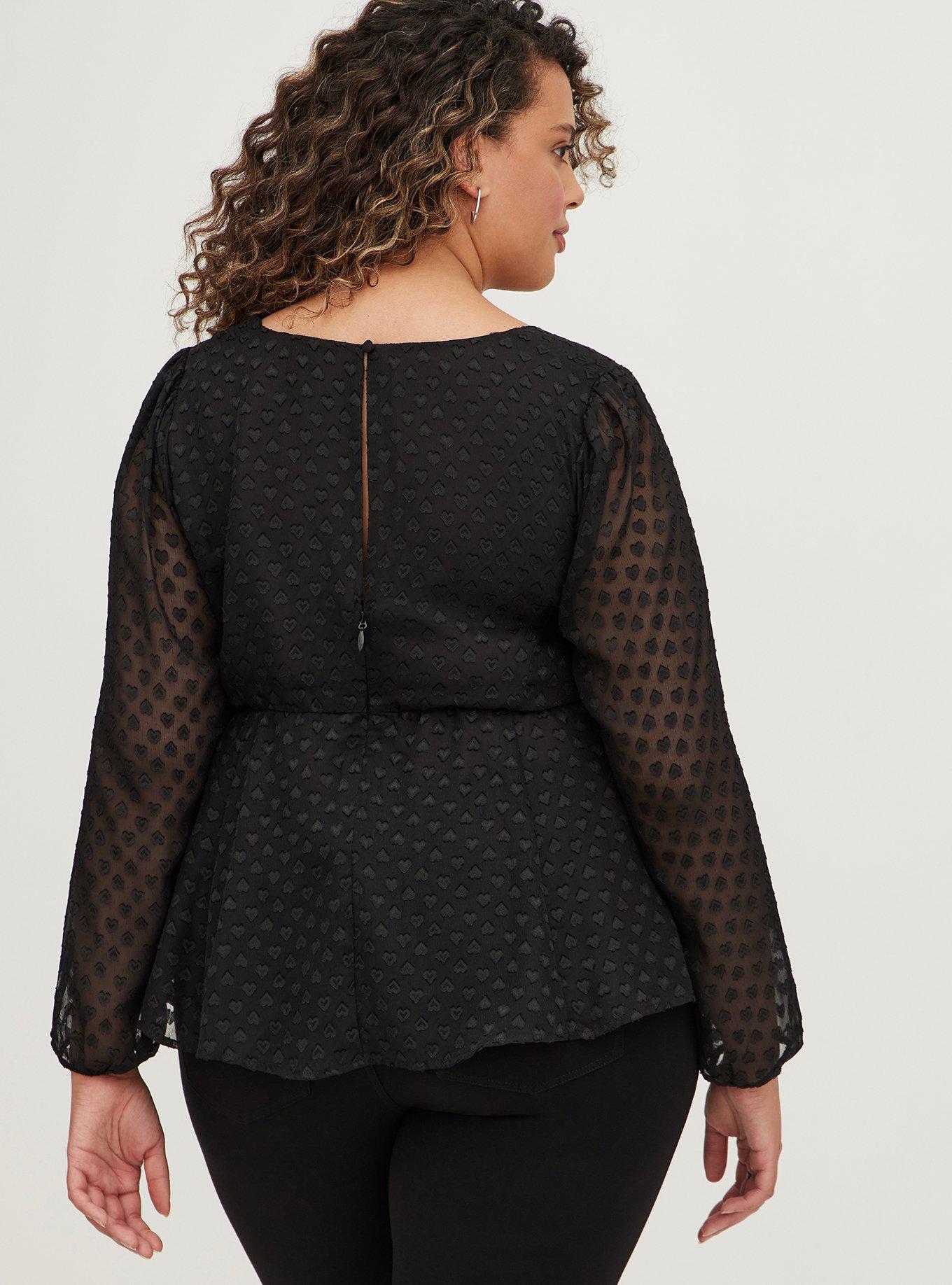 Plus Size - Peplum Chiffon Clip Heart Blouse - Torrid