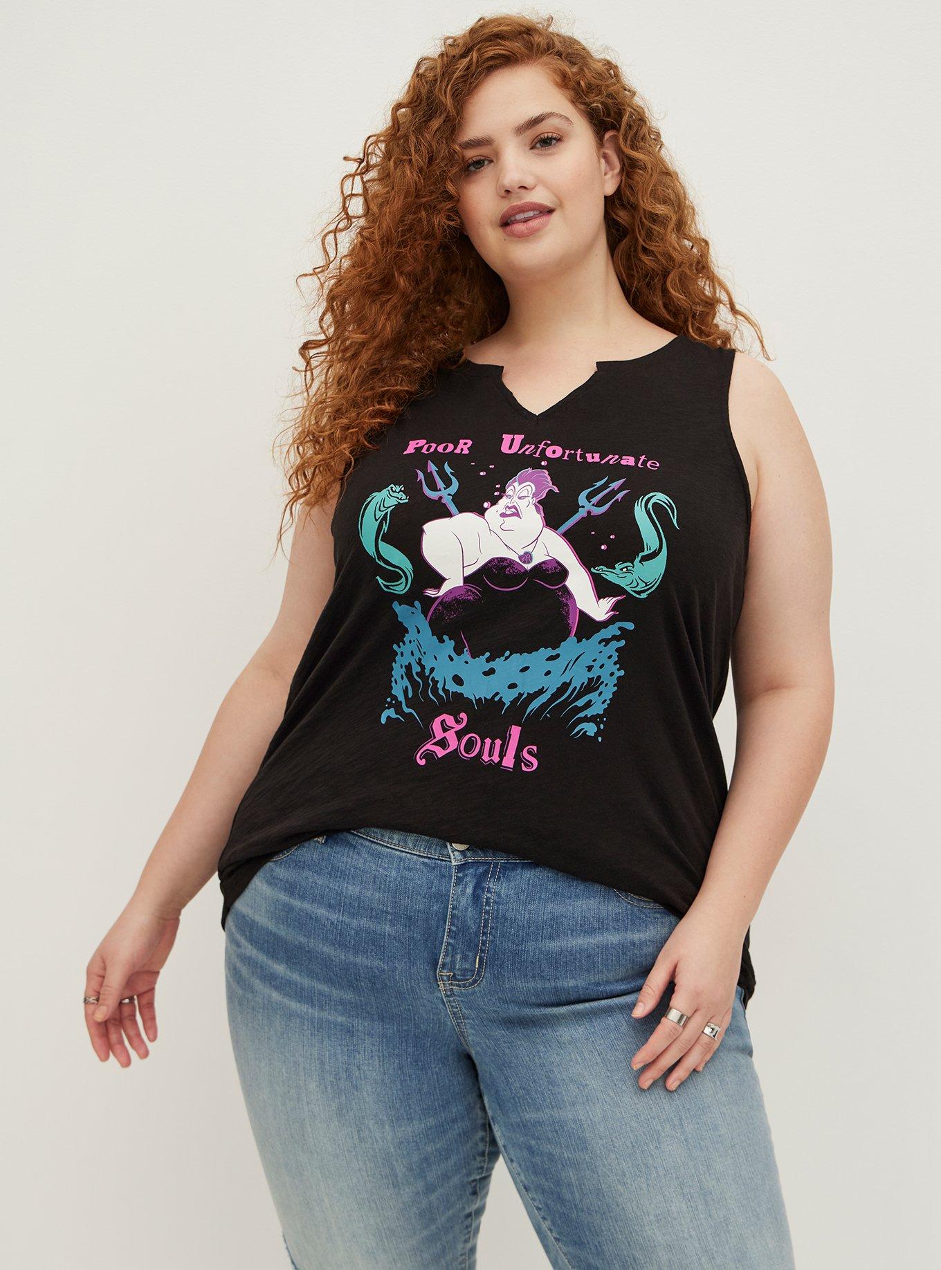 Plus Size - Disney The Little Mermaid Split Neck Tank - Ursula Poor ...