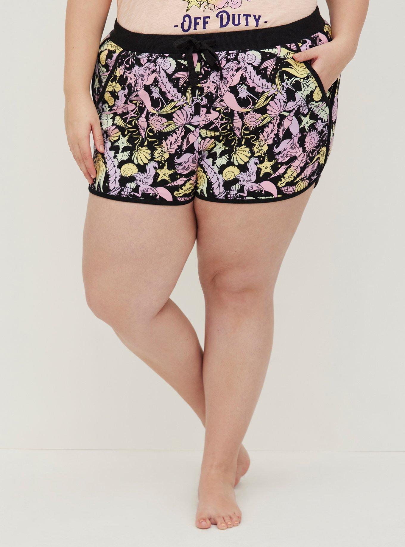 Plus Size - Disney The Little Mermaid Sleep Short - Ariel Shells Black ...