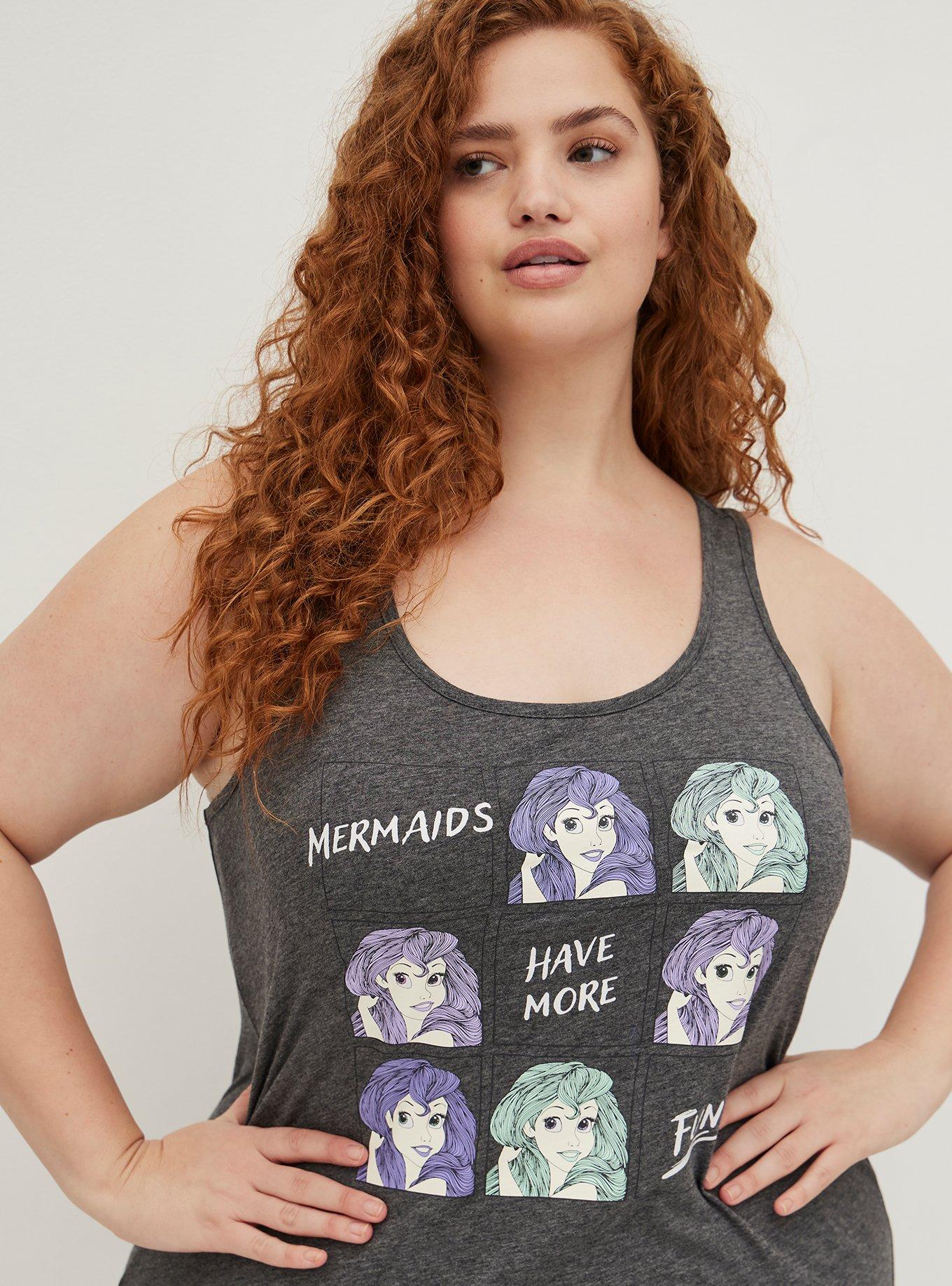Plus Size - Disney The Little Mermaid Active Tank - Ariel Charcoal Grey ...