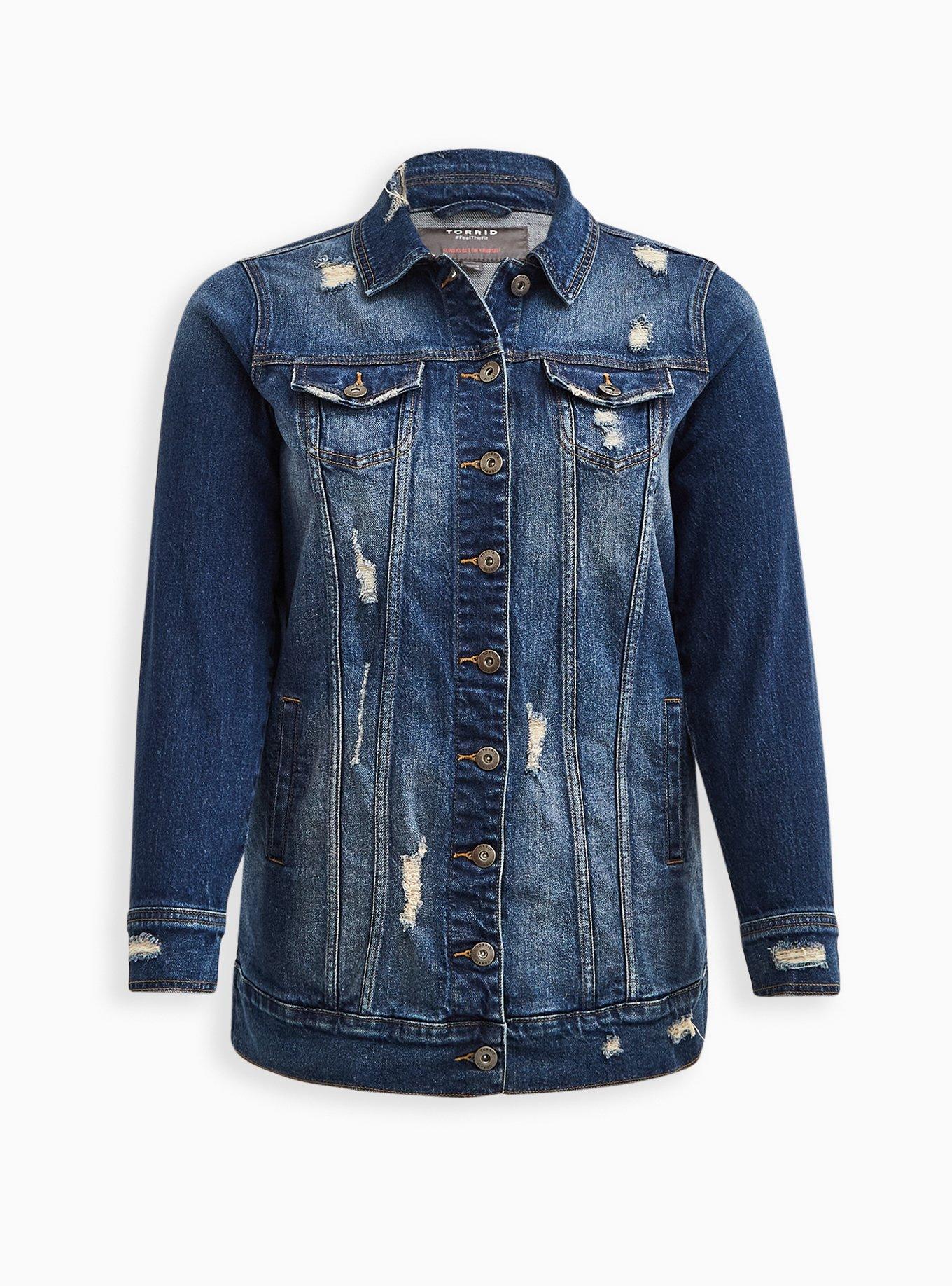 Plus Size - Longline Denim Jacket - Medium Wash - Torrid