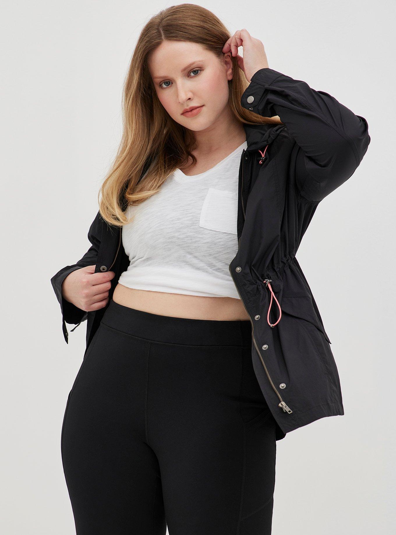 Plus Size - Lightweight Rain Jacket - Nylon Black - Torrid