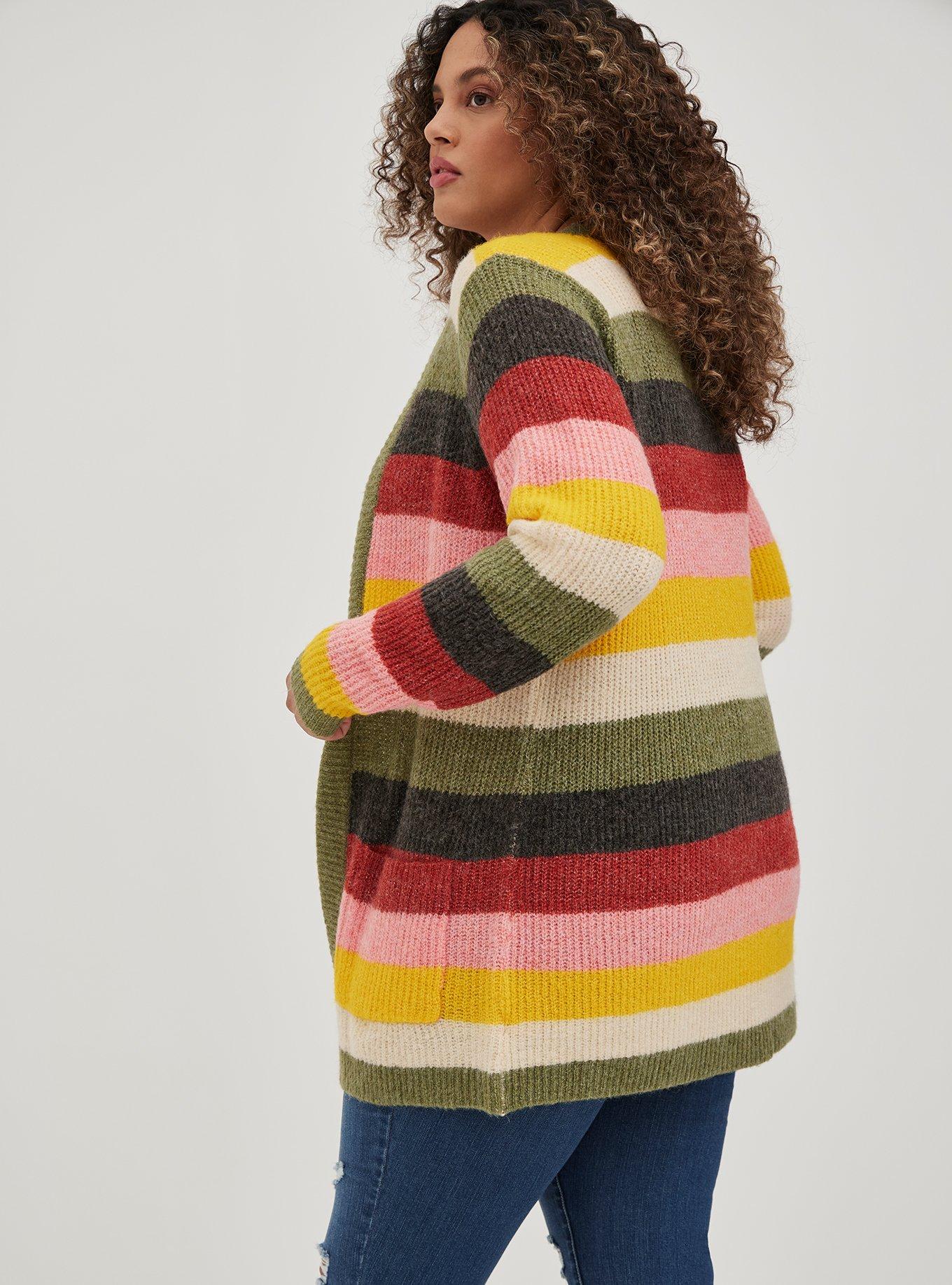 Plus Size - Open Front Cardigan - Multi Stripe - Torrid
