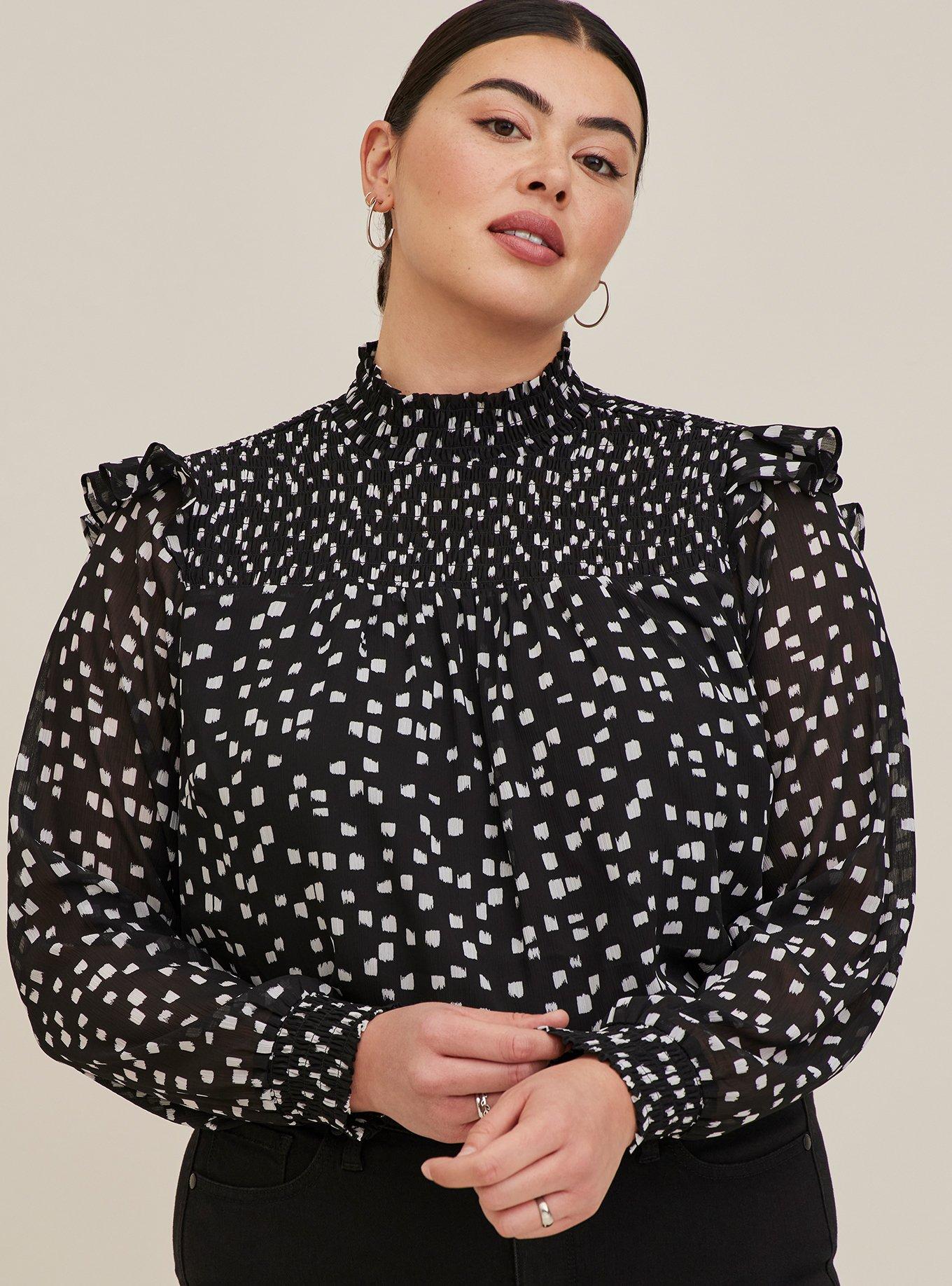 Plus Size - Crinkle Chiffon Smocked Neck Blouse - Torrid