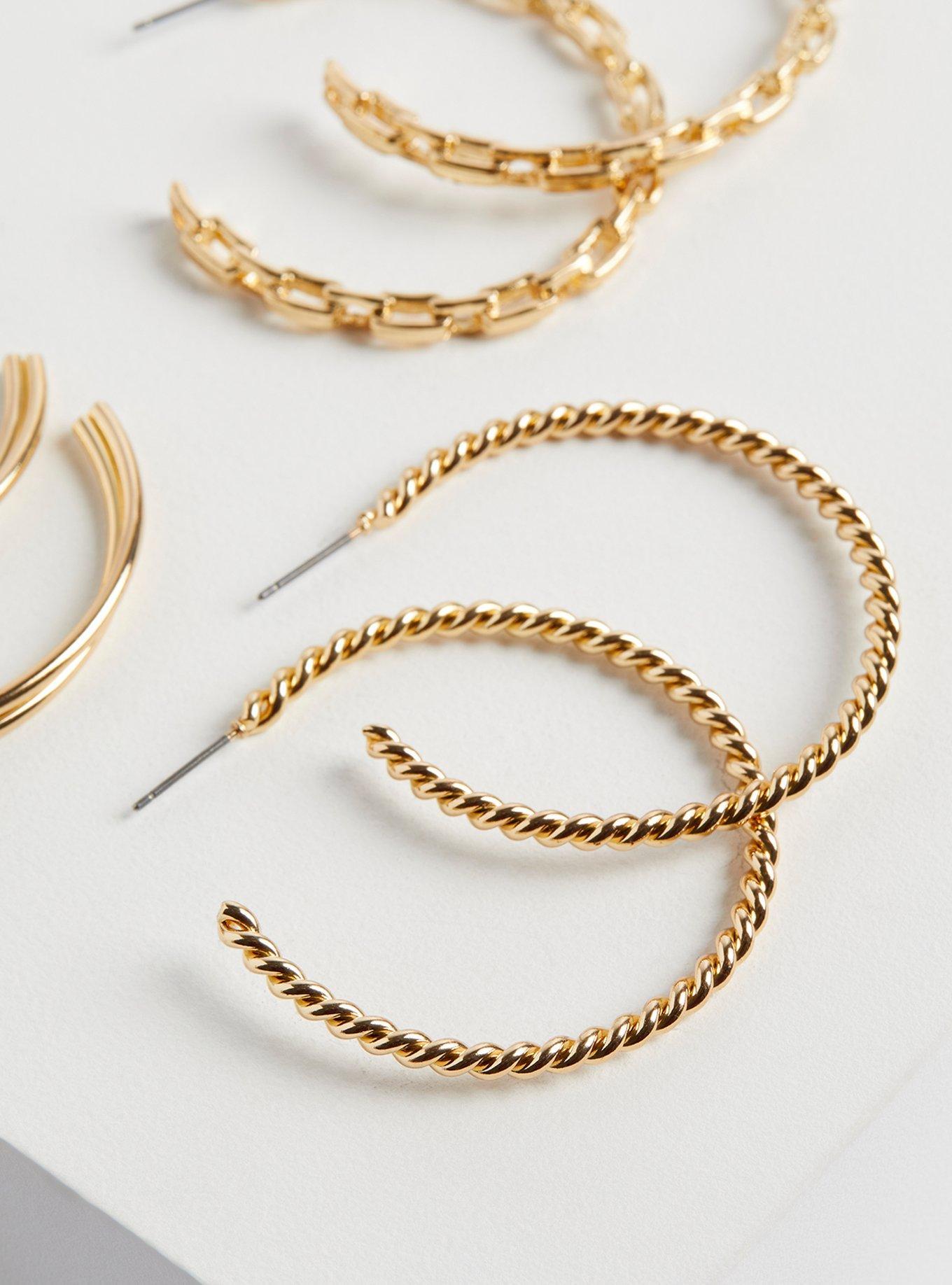 Plus Size - Twist Hoops Set of 3 - Gold Tone - Torrid