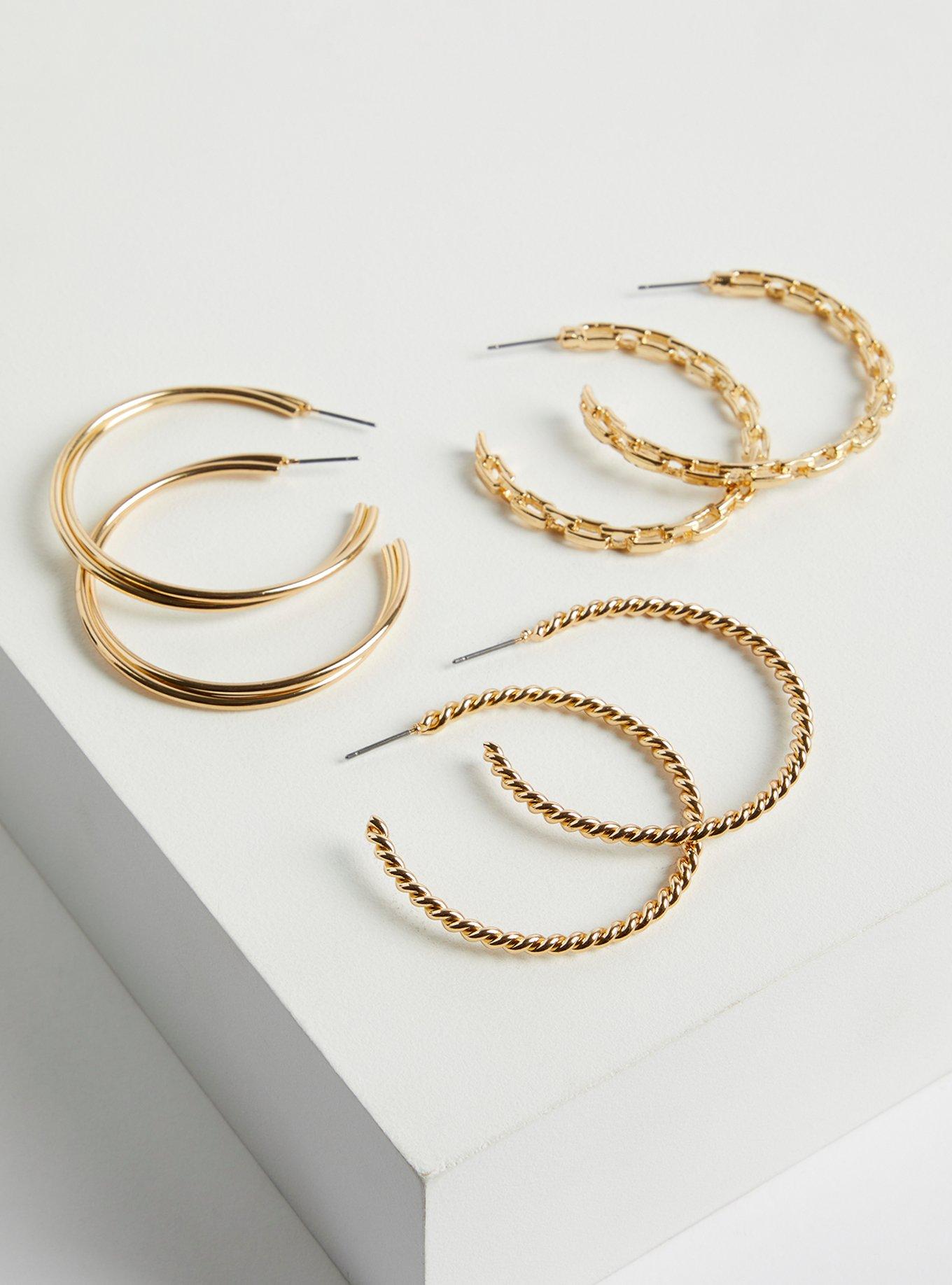 Plus Size - Twist Hoops Set of 3 - Gold Tone - Torrid