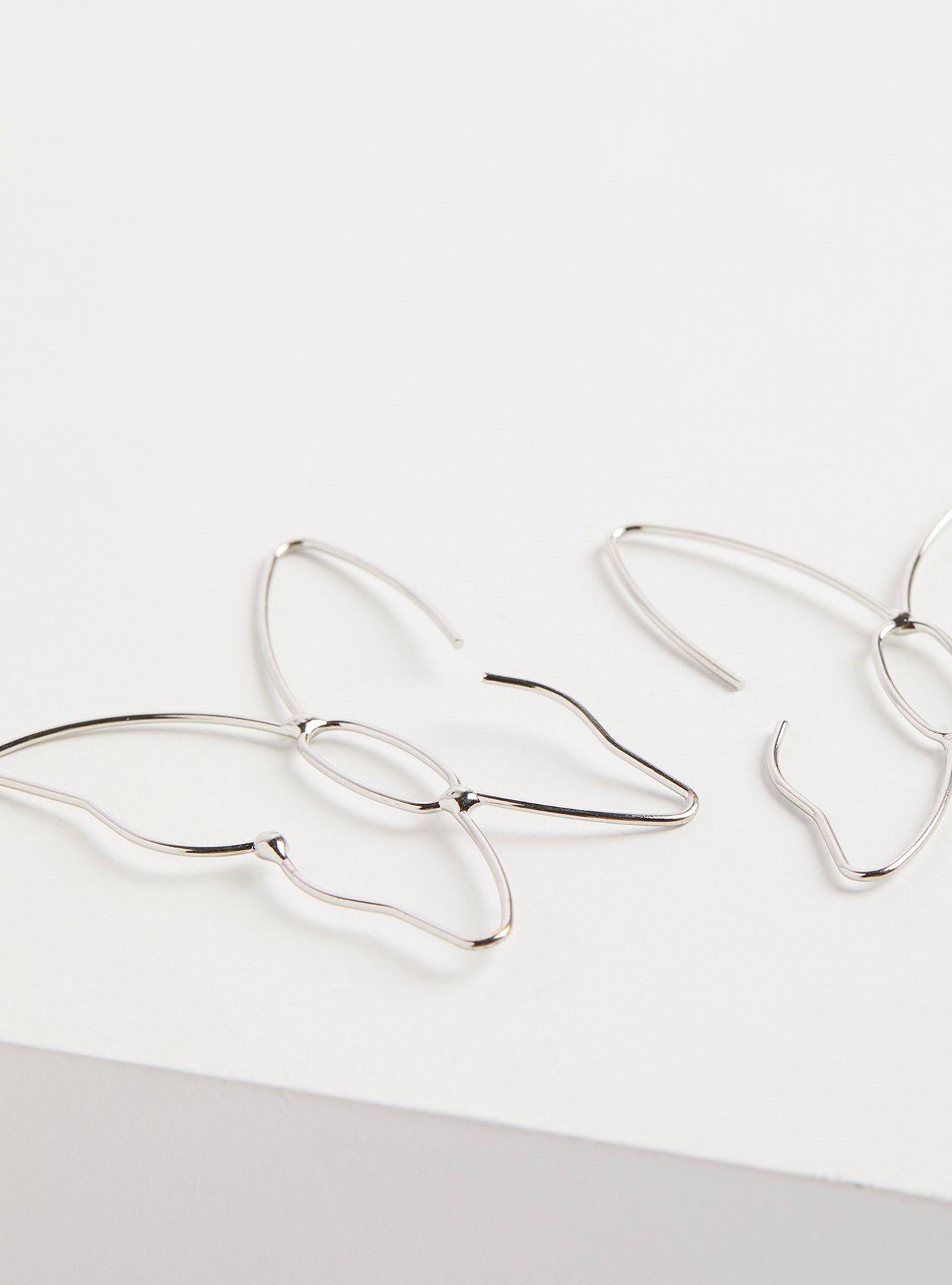 Plus Size - Wire Butterfly Hoops - Silver Tone - Torrid
