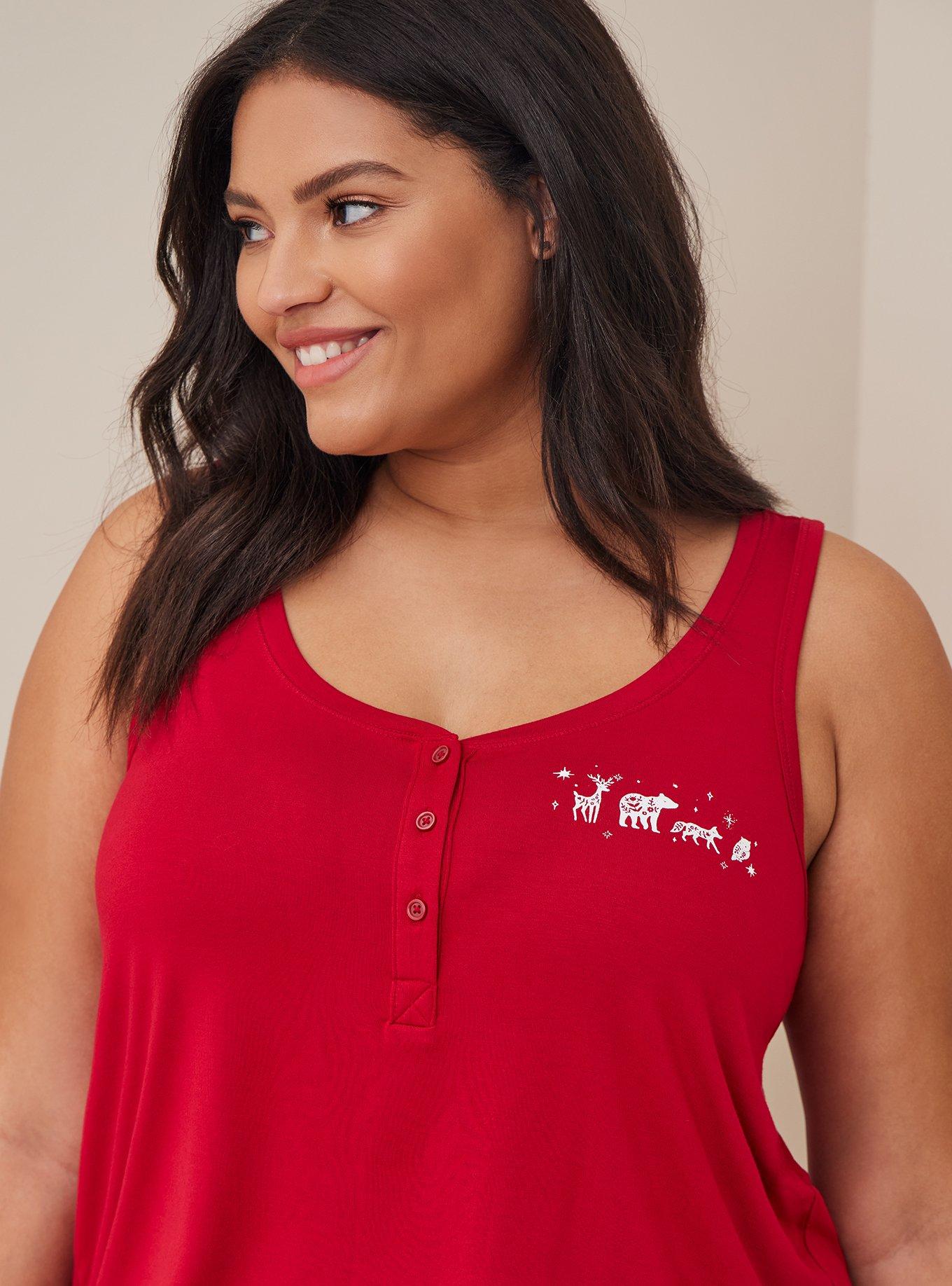 Plus Size - Super Soft Henley Sleeveless Sleep Tank - Torrid