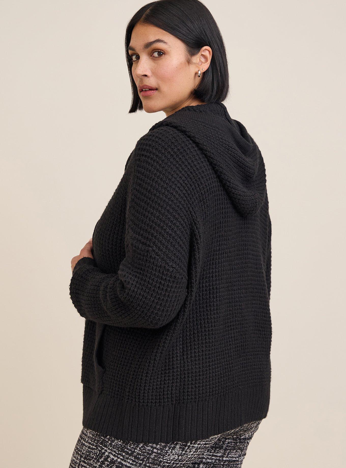 Plus Size - Waffle Cardigan Hooded Sweater - Torrid