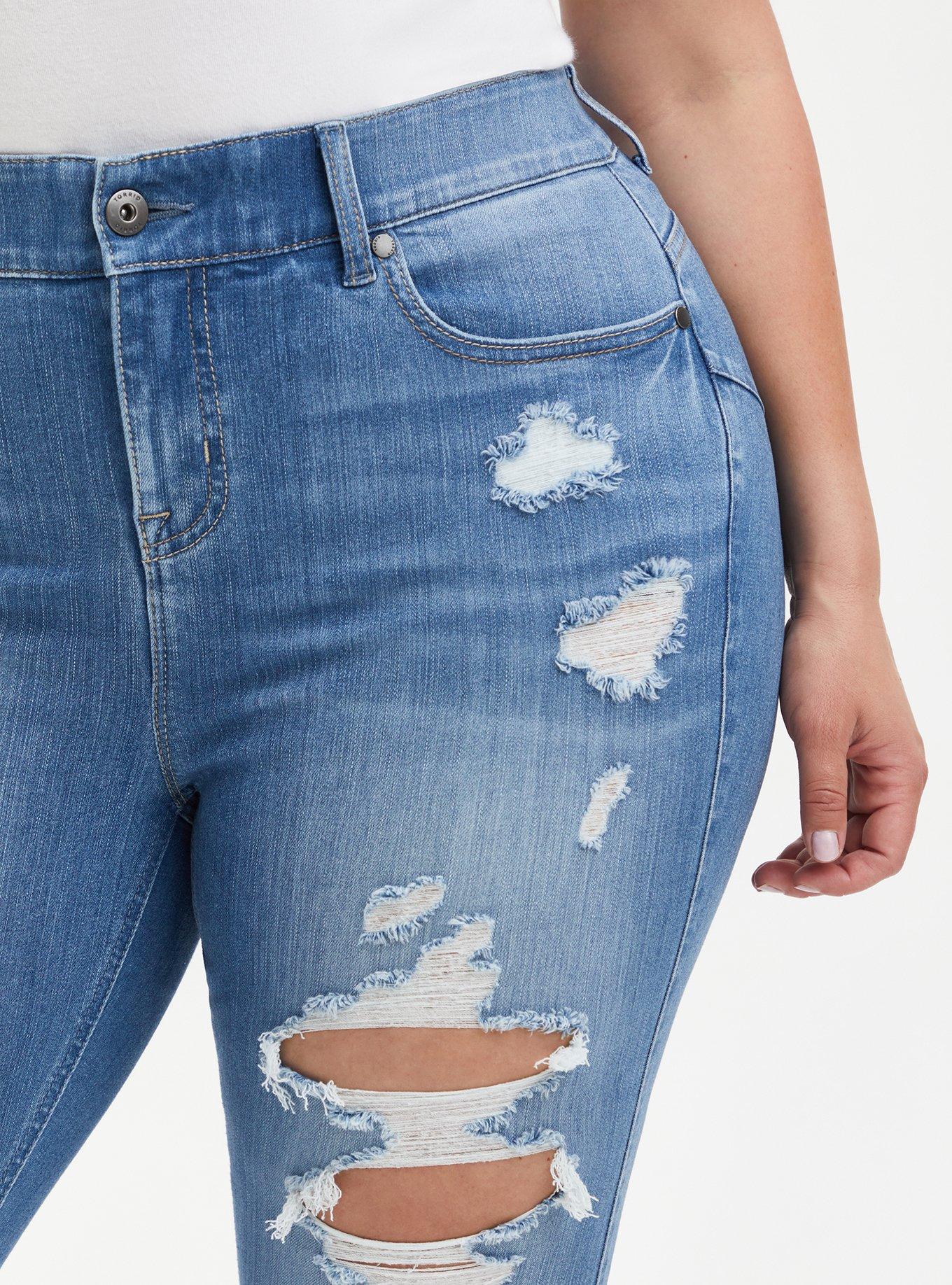 Plus Size - Bombshell Skinny Premium Stretch High-Rise Destructed Jean ...