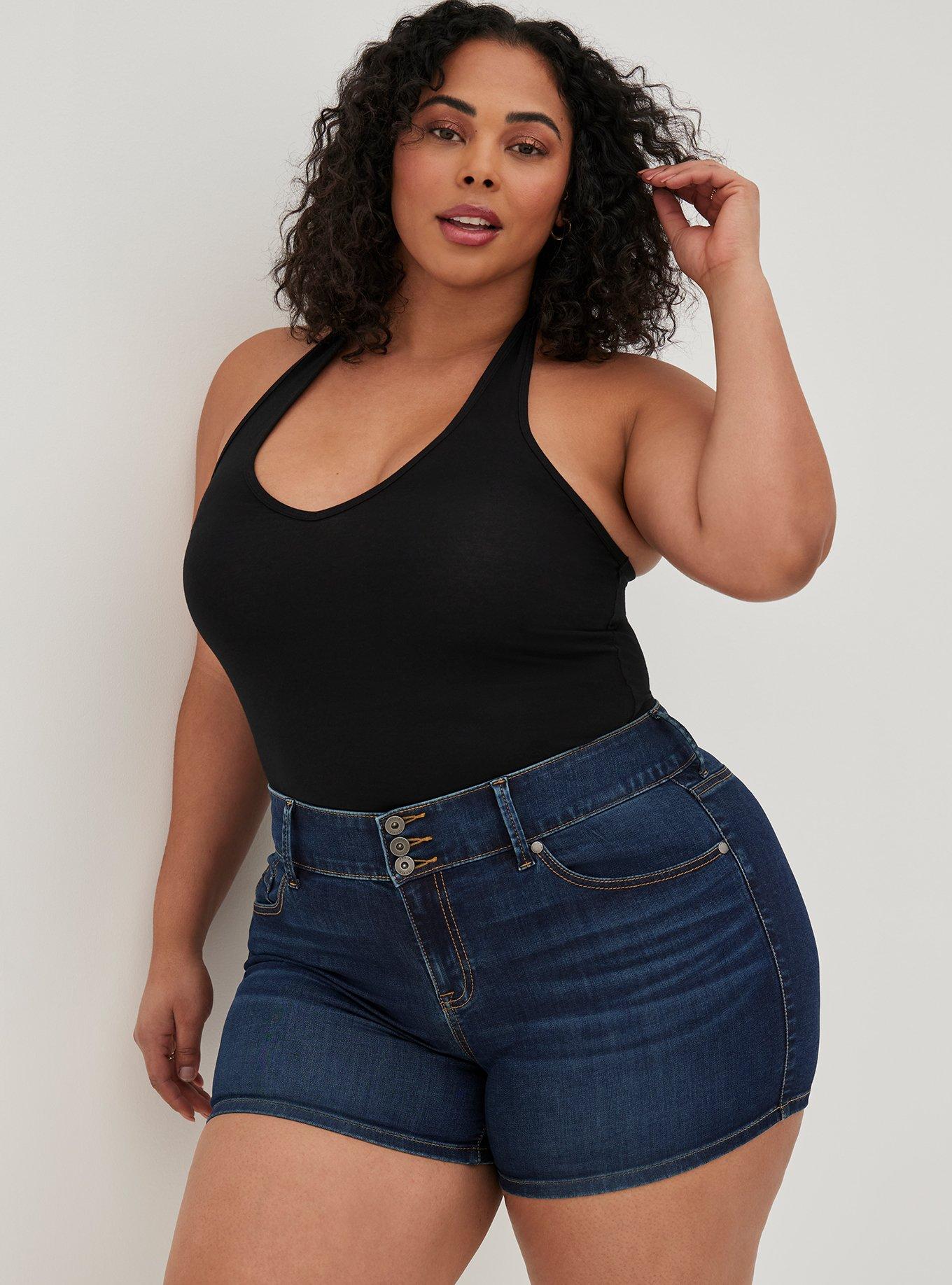 Plus Size - High Rise Shortie Short - Super Soft Eco Medium Wash - Torrid