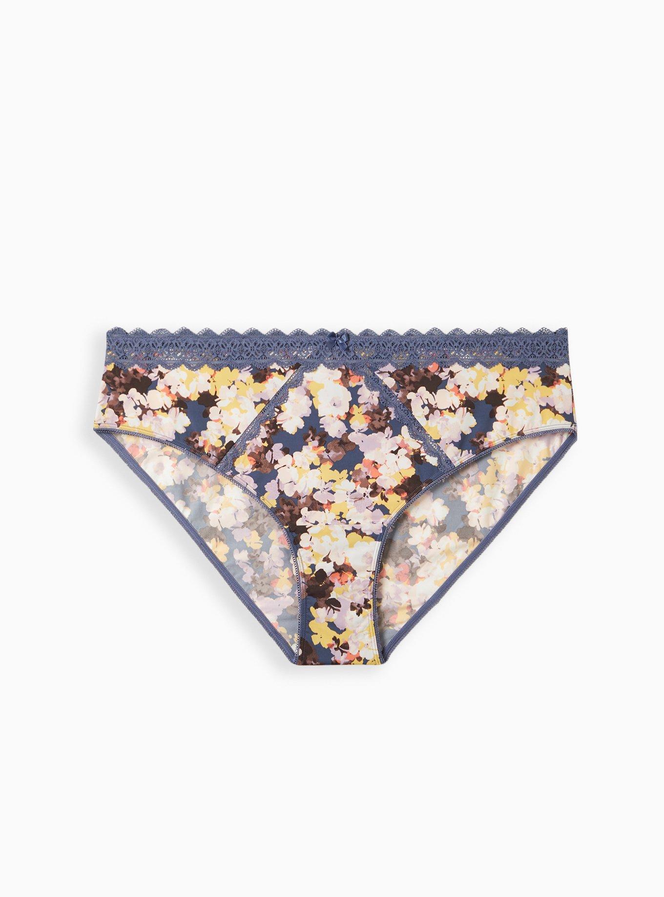Plus Size - Crochet Trim Bikini Panty - Microfiber Floral - Torrid