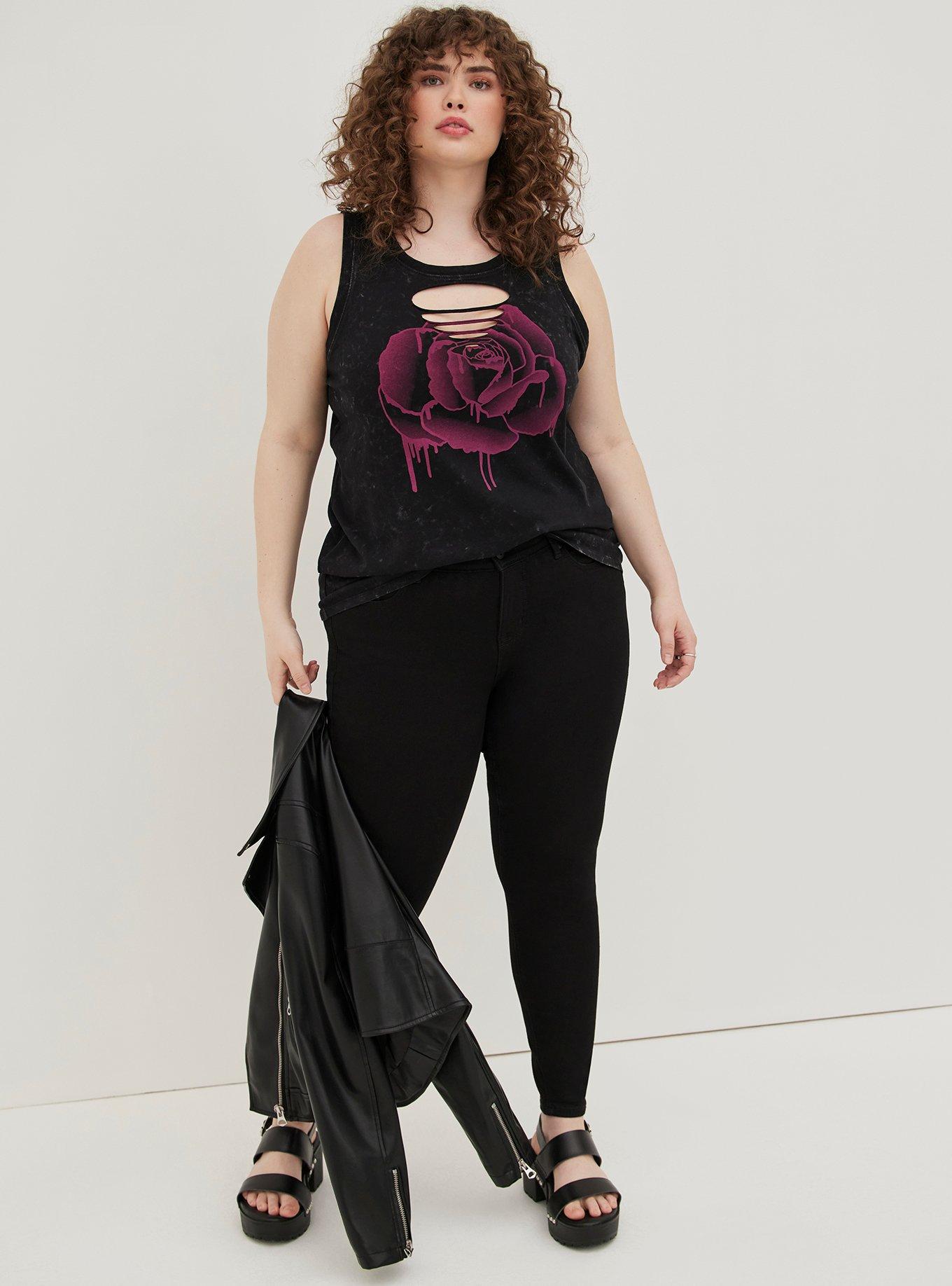 Plus Size - LoveSick Slashed Tee - Cotton Rose Washed Grey - Torrid