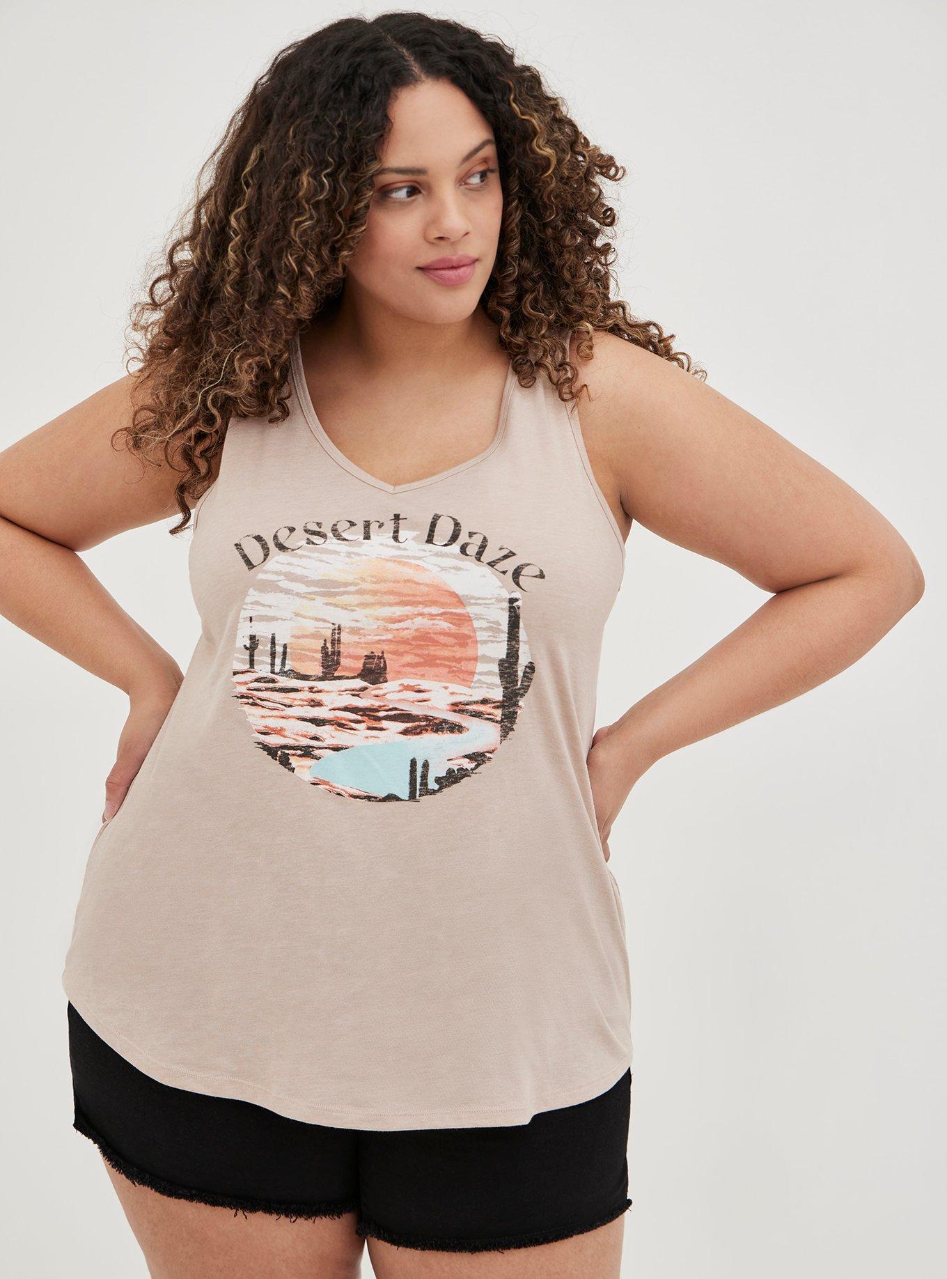 Plus Size - Girlfriend Tank - Signature Jersey Daze Sand Desert - Torrid