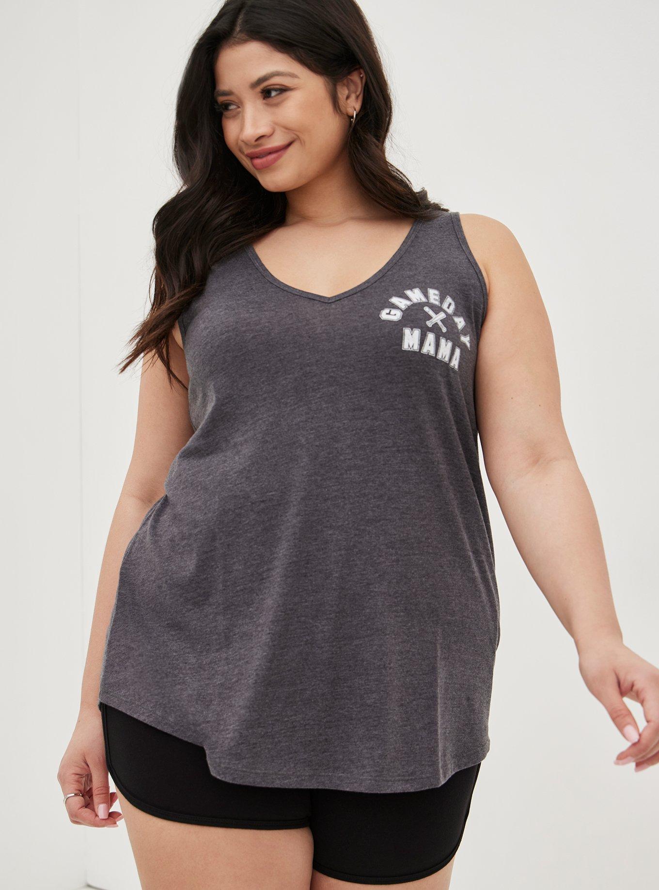 Plus Size - Girlfriend Tank - Signature Jersey Game Mama Grey - Torrid