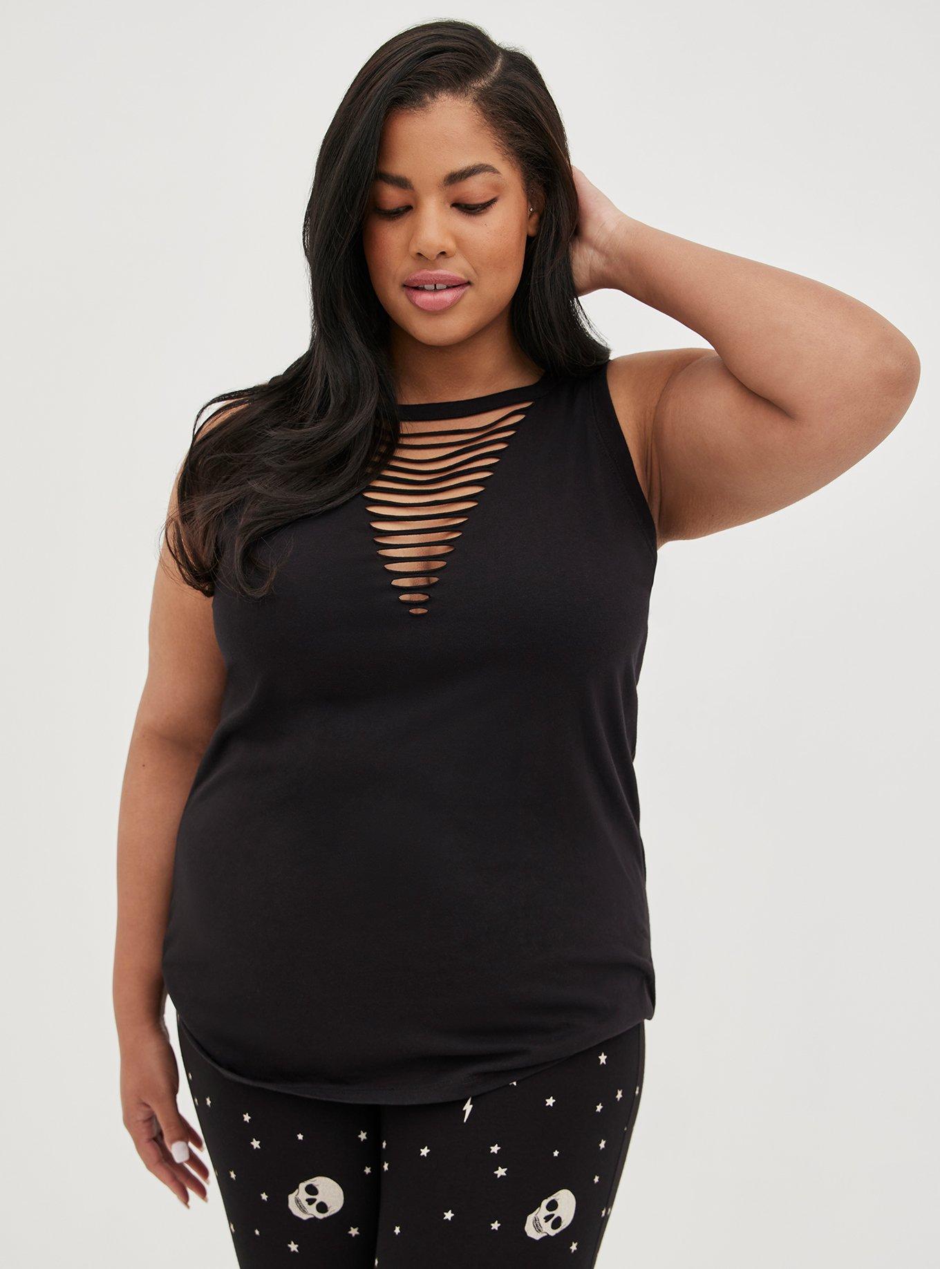 Plus Size - Slasher Tank - Cotton Black - Torrid