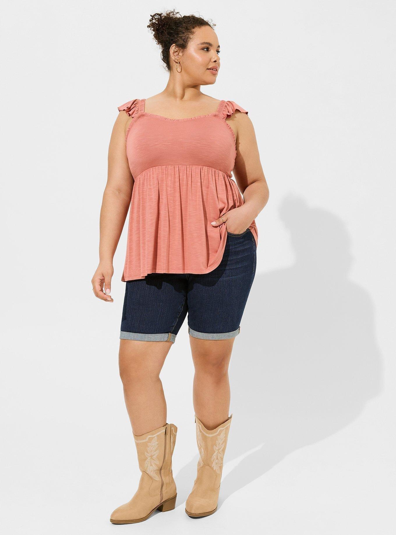 Plus Size - Babydoll Super Soft Slub Ruffle Shoulder Tank - Torrid