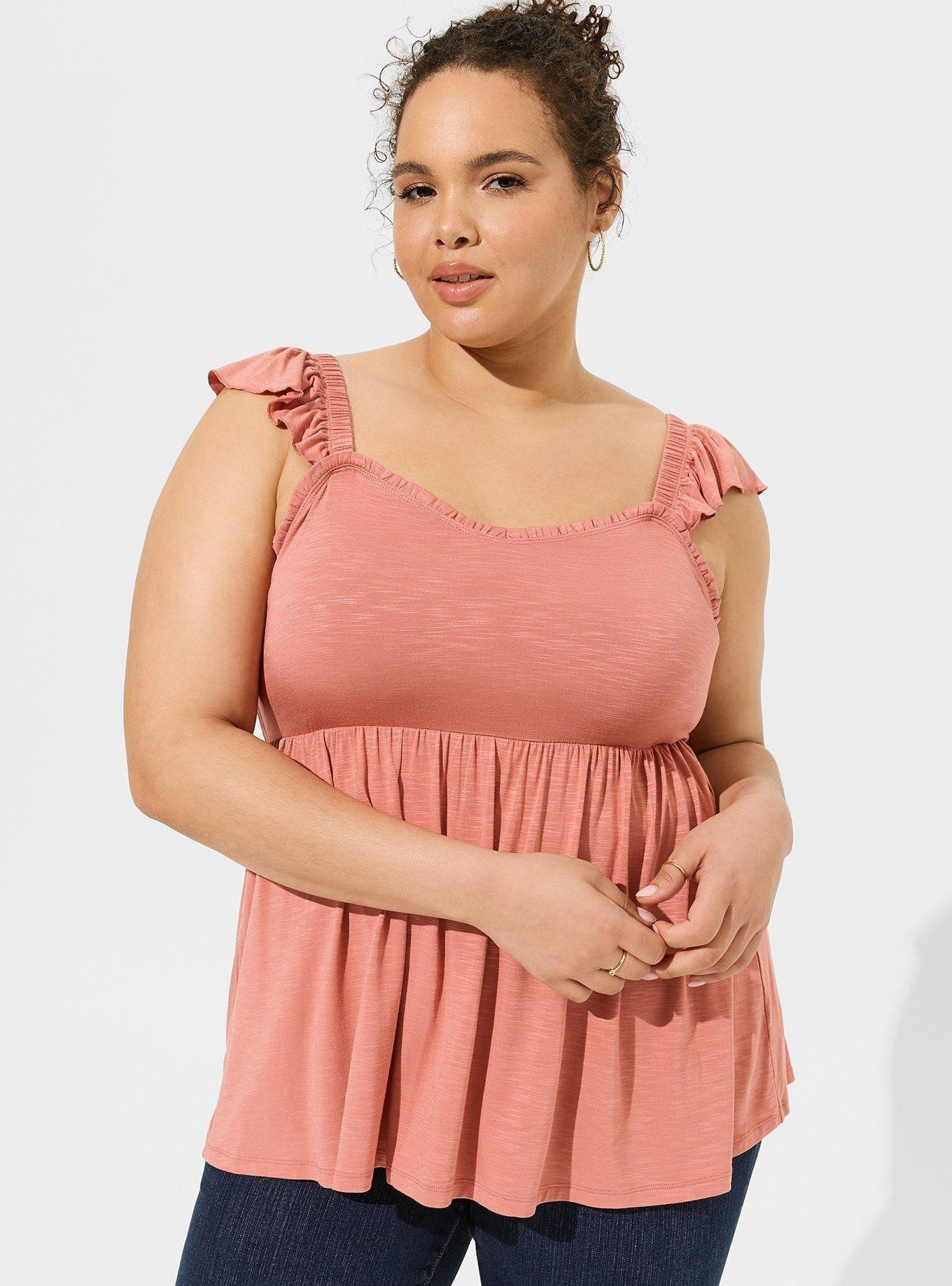 Plus Size - Babydoll Super Soft Slub Ruffle Shoulder Tank - Torrid
