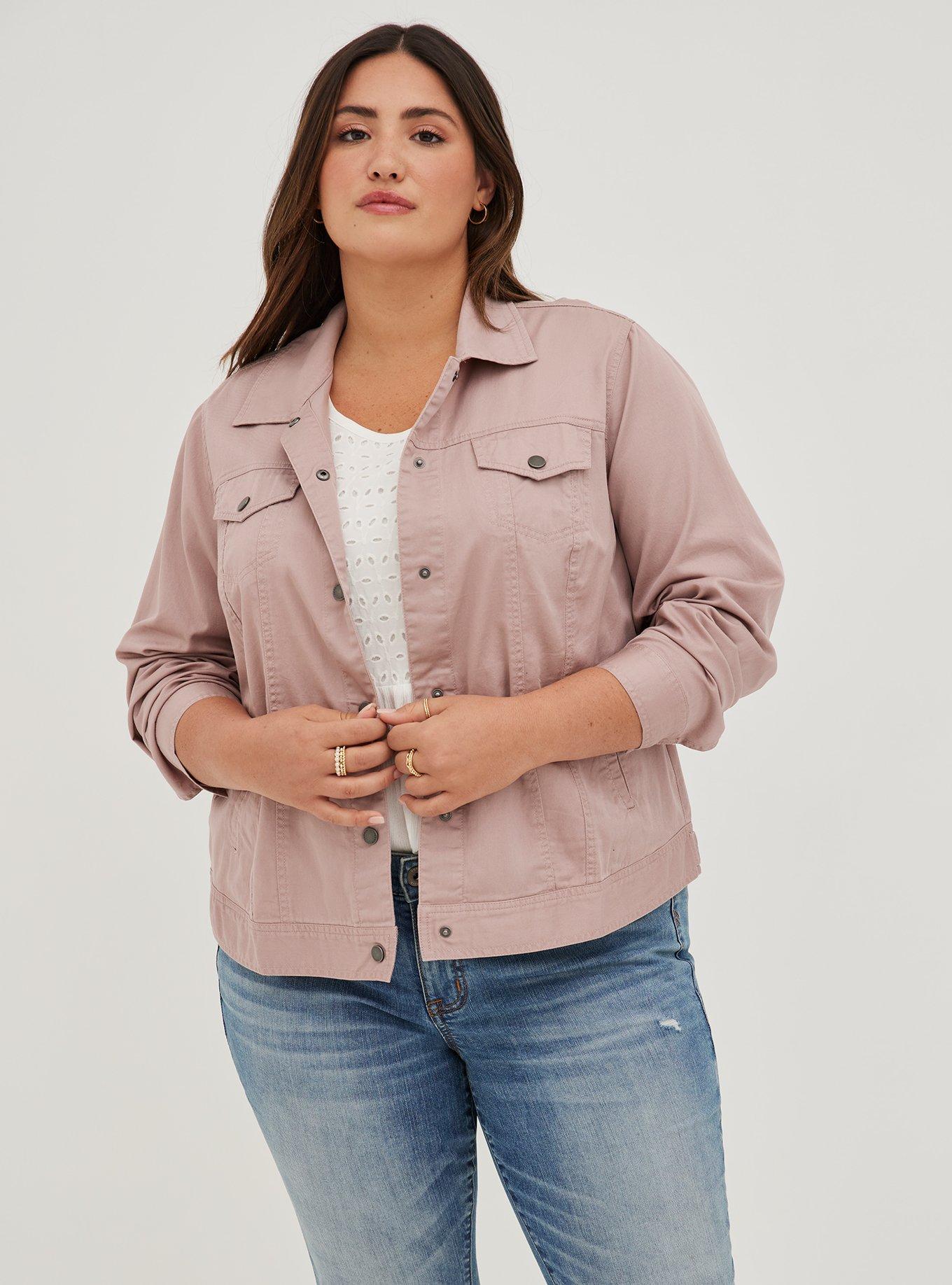 Plus Size - Trucker Jacket - Twill Pink - Torrid