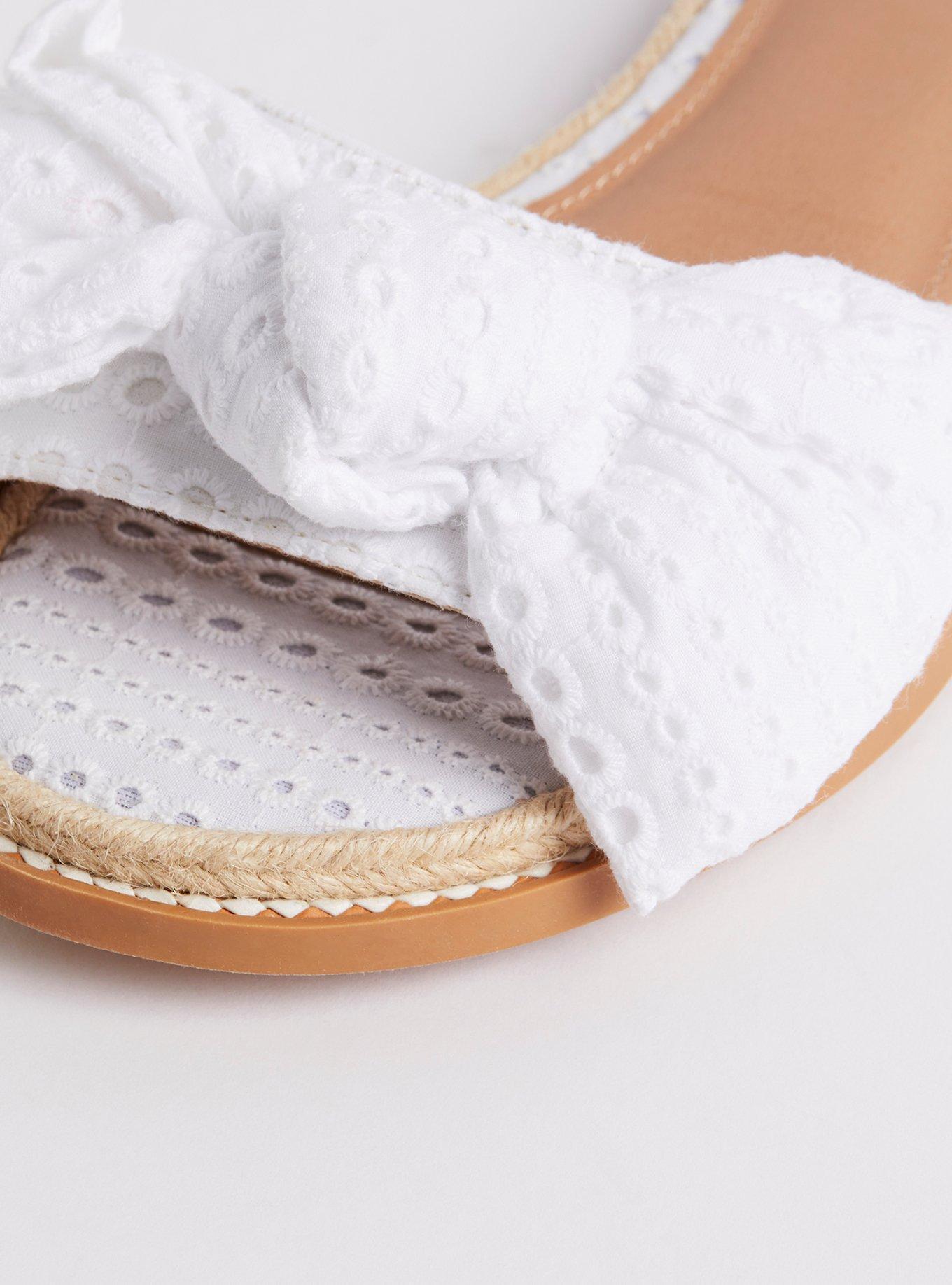 Plus Size - Eyelet Bow Slide - White (WW) - Torrid