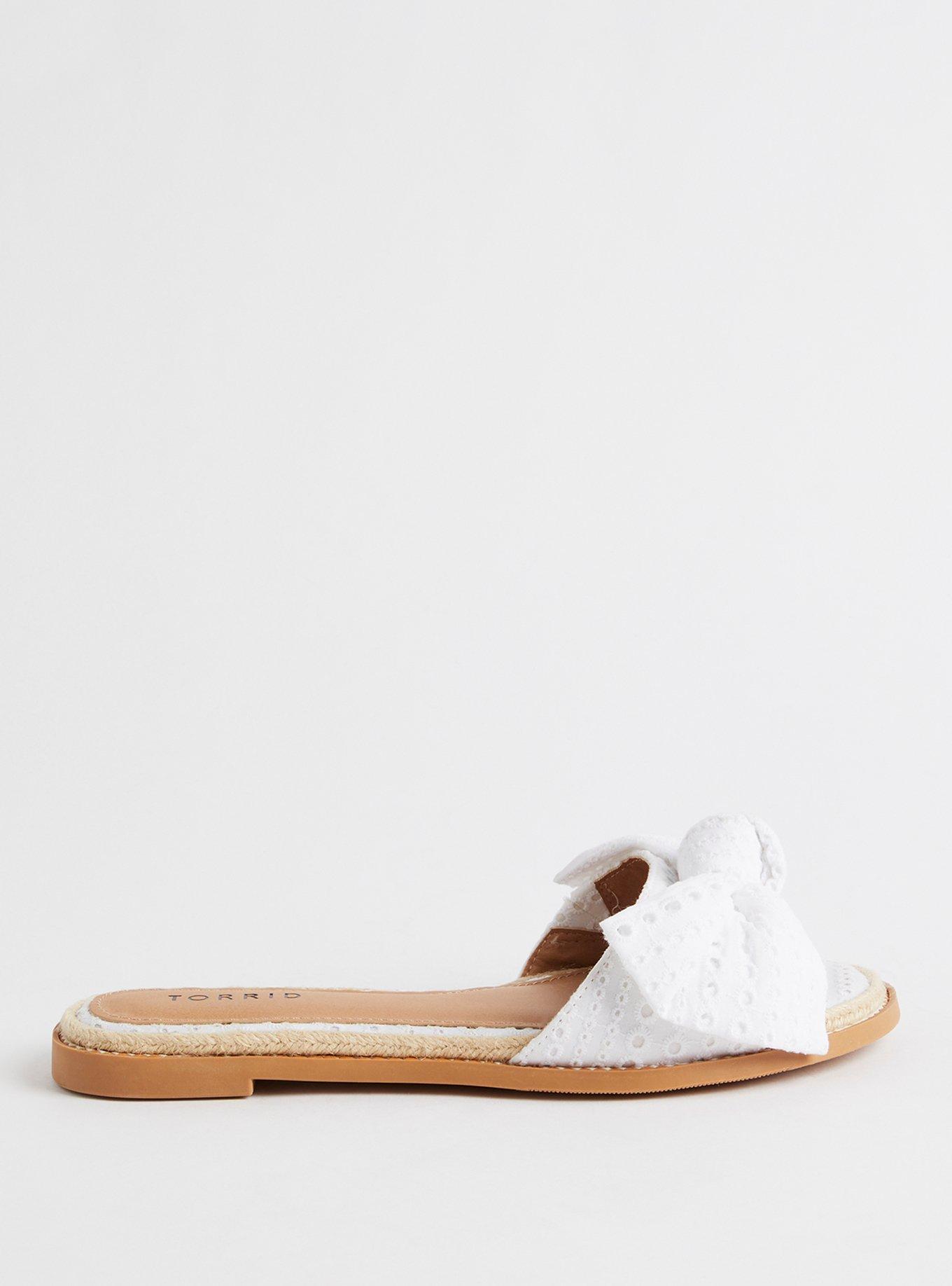Plus Size - Eyelet Bow Slide - White (WW) - Torrid