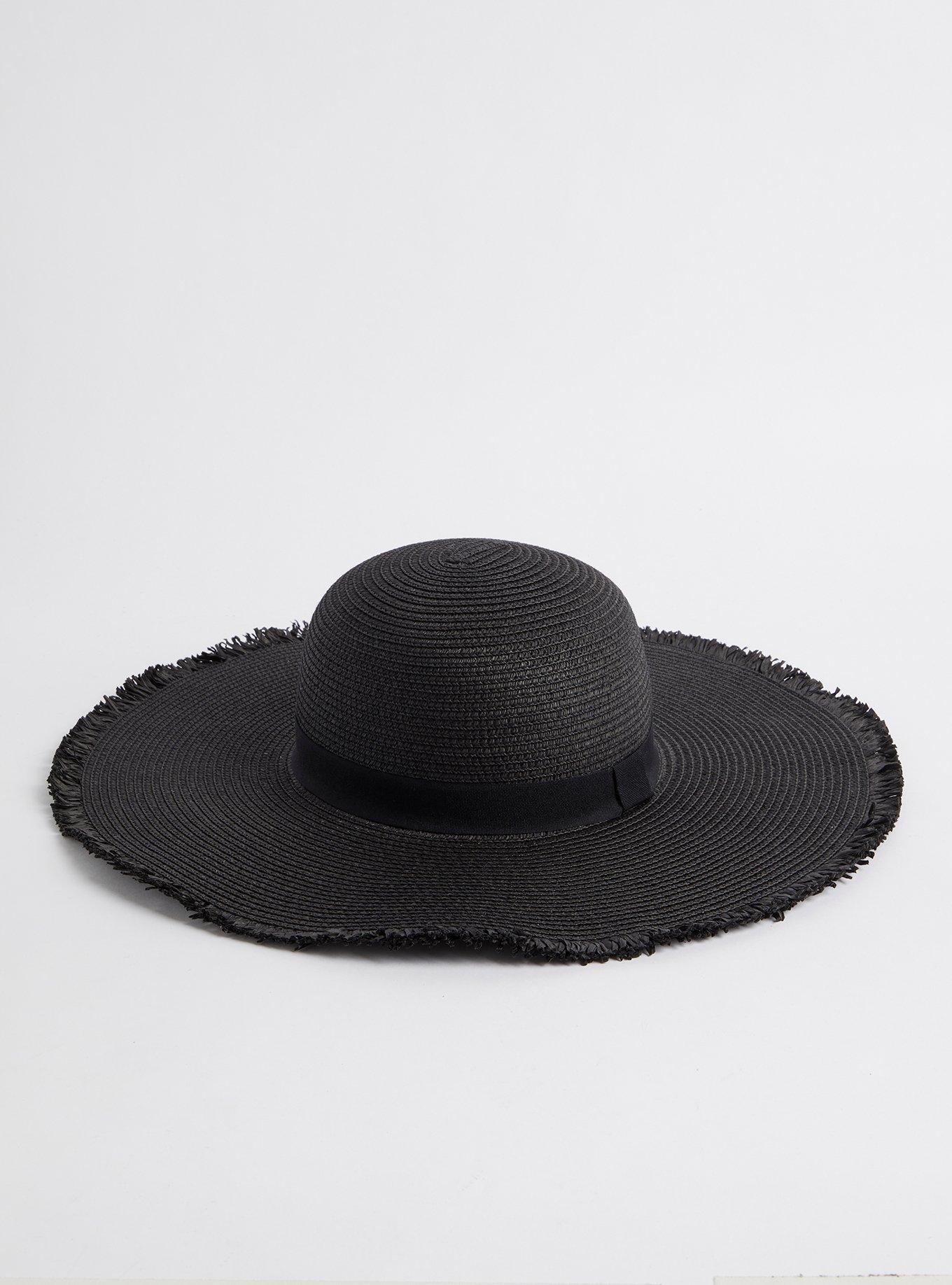 Plus Size - Raw Edge Floppy Hat - Black - Torrid