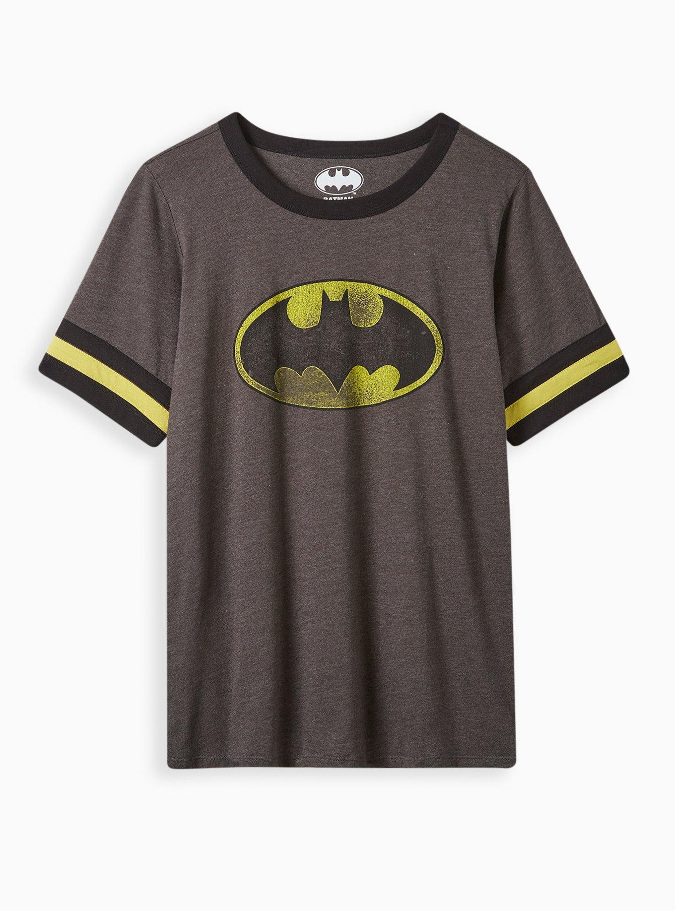 Plus Size - Batman Classic Fit Ringer Top - Cotton Grey - Torrid