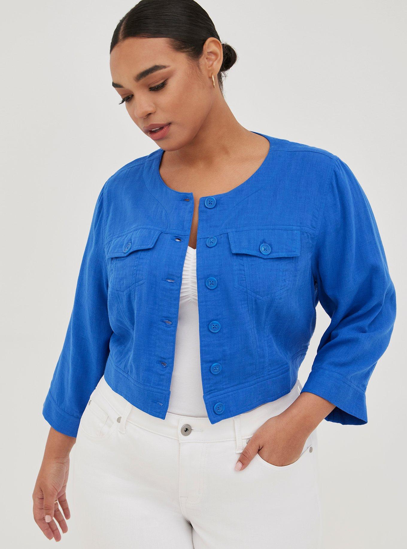 Plus Size - Cropped Jacket - Cotton Blue - Torrid
