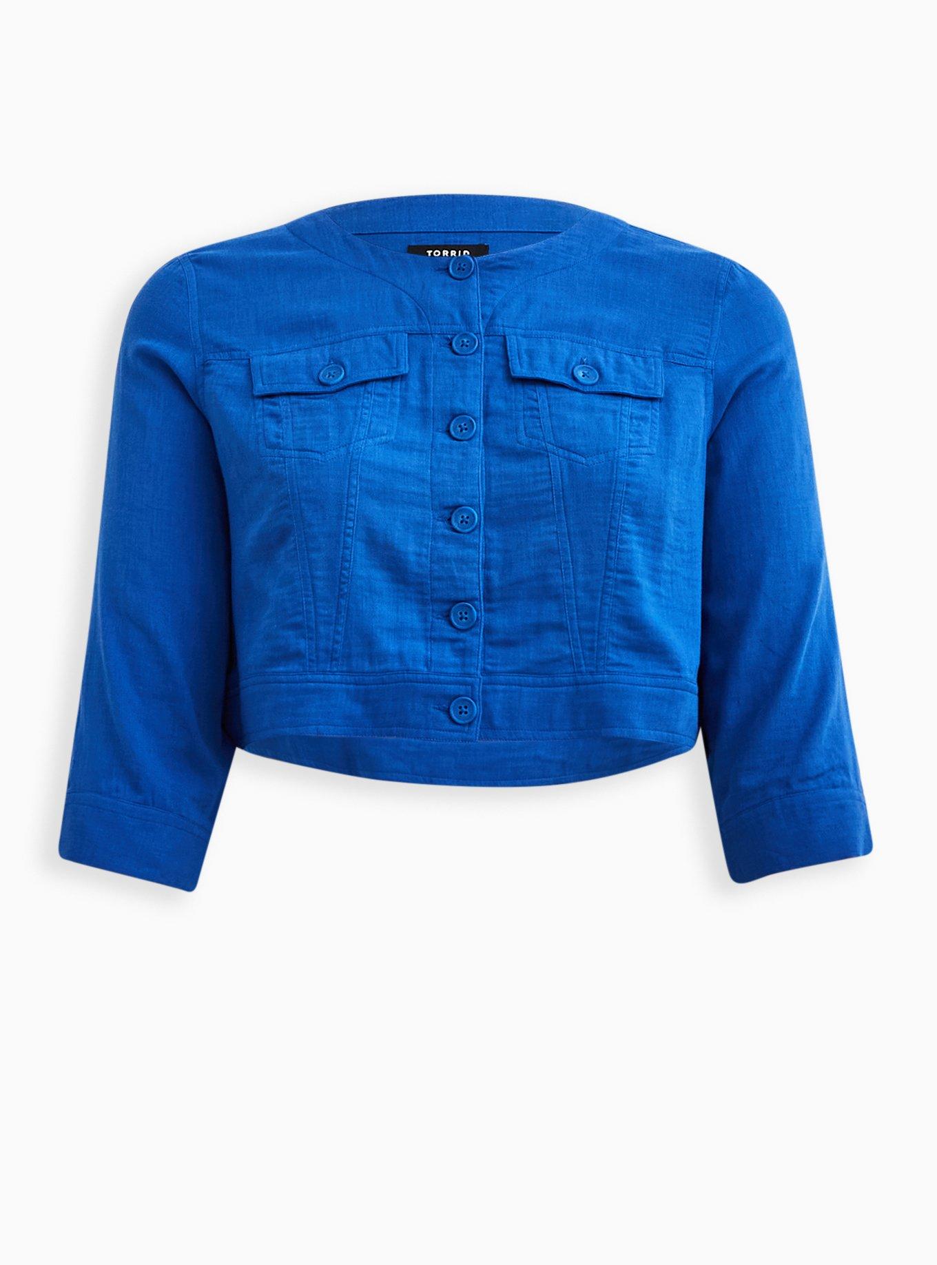 Plus Size - Cropped Jacket - Cotton Blue - Torrid