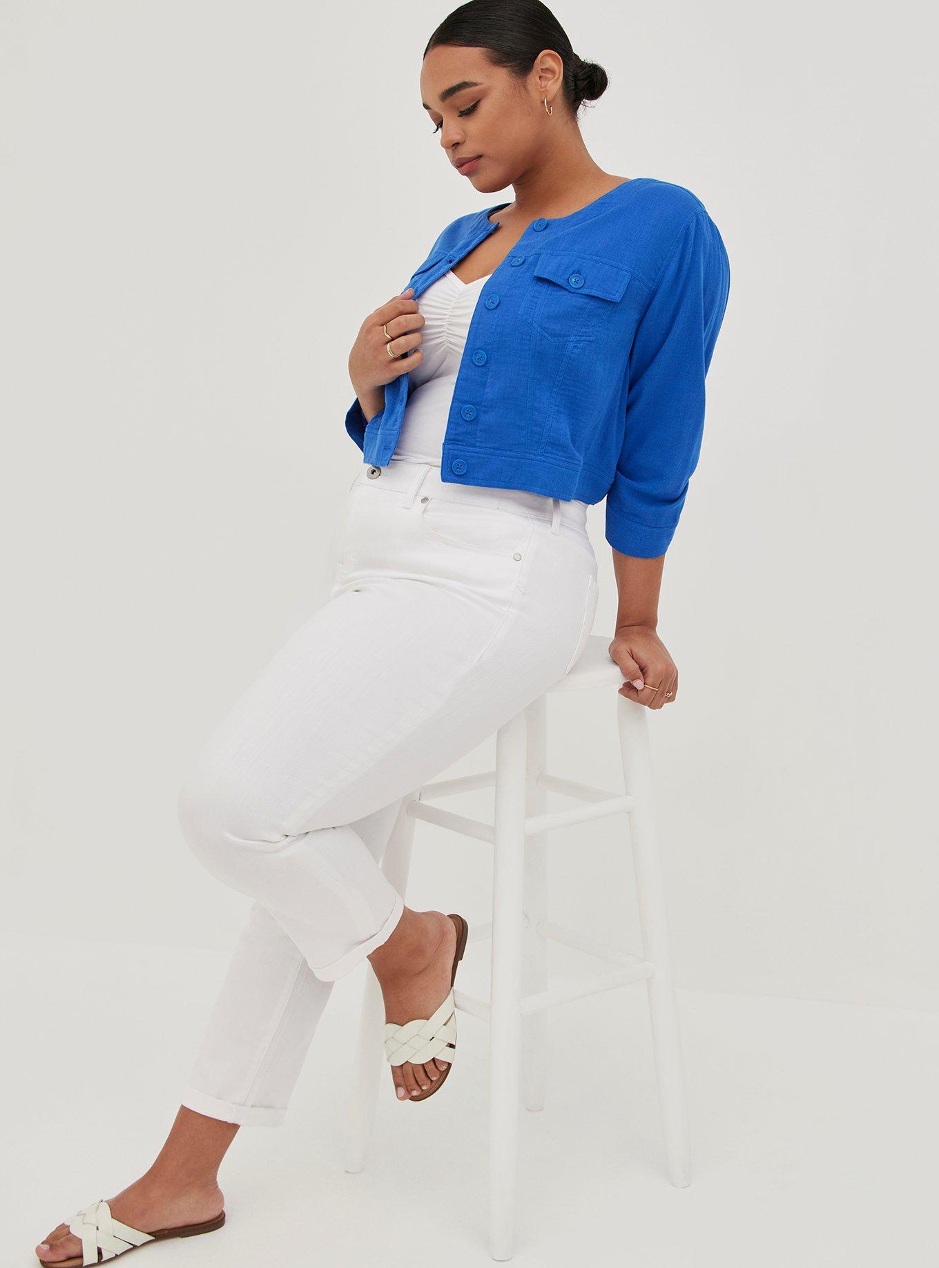 Plus Size - Cropped Jacket - Cotton Blue - Torrid