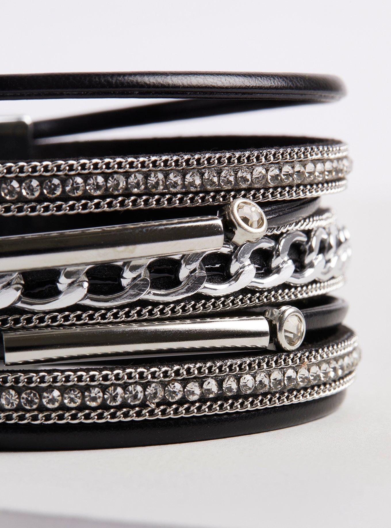 Plus Size - Magnetic Cuff with Rhinestones - Black - Torrid