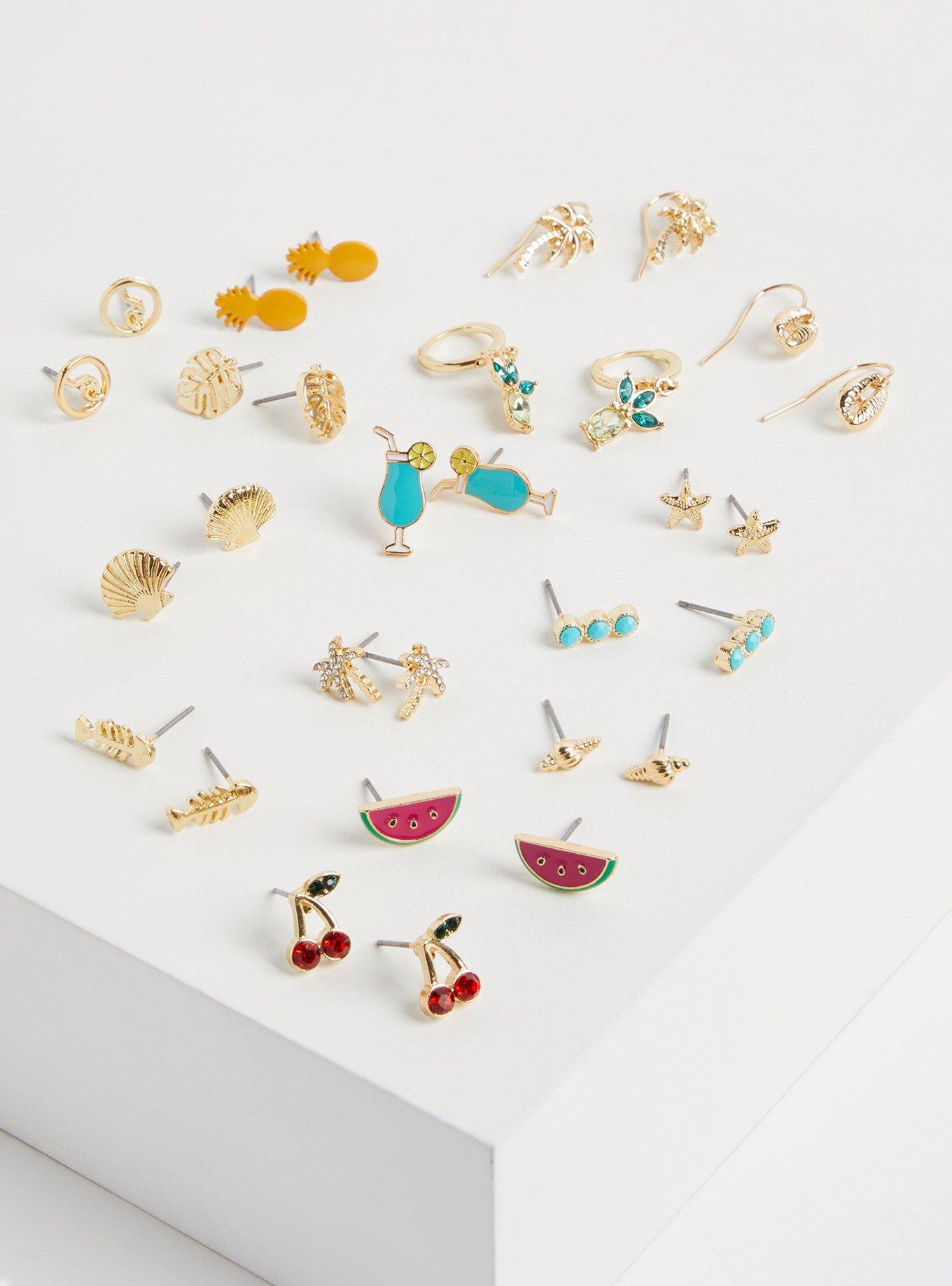 Plus Size - Summer Whimsy Stud Pack Set of 15 - Gold Tone - Torrid