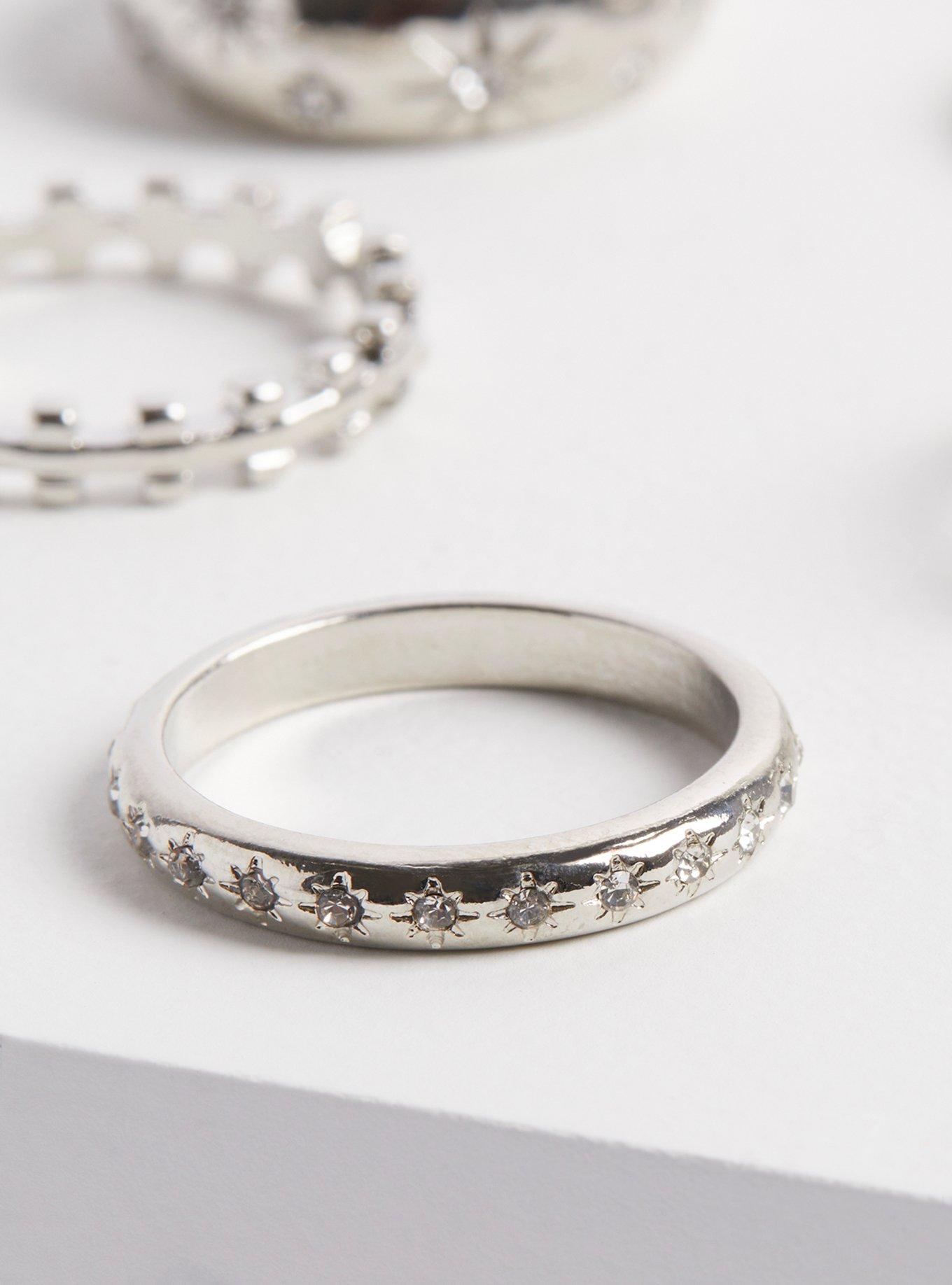 Plus Size - Starburst Rings Set of 5 - Silver Tone - Torrid