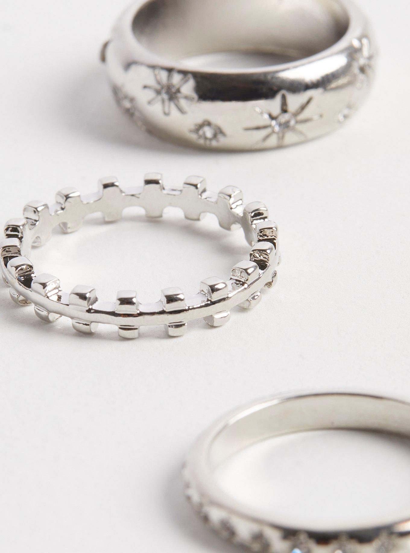 Plus Size - Starburst Rings Set of 5 - Silver Tone - Torrid
