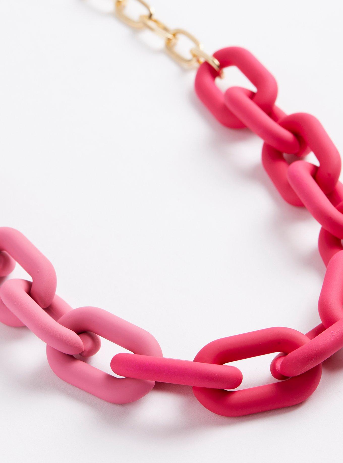 Plus Size - Matte Link Necklace - Pink & Gold Tone - Torrid