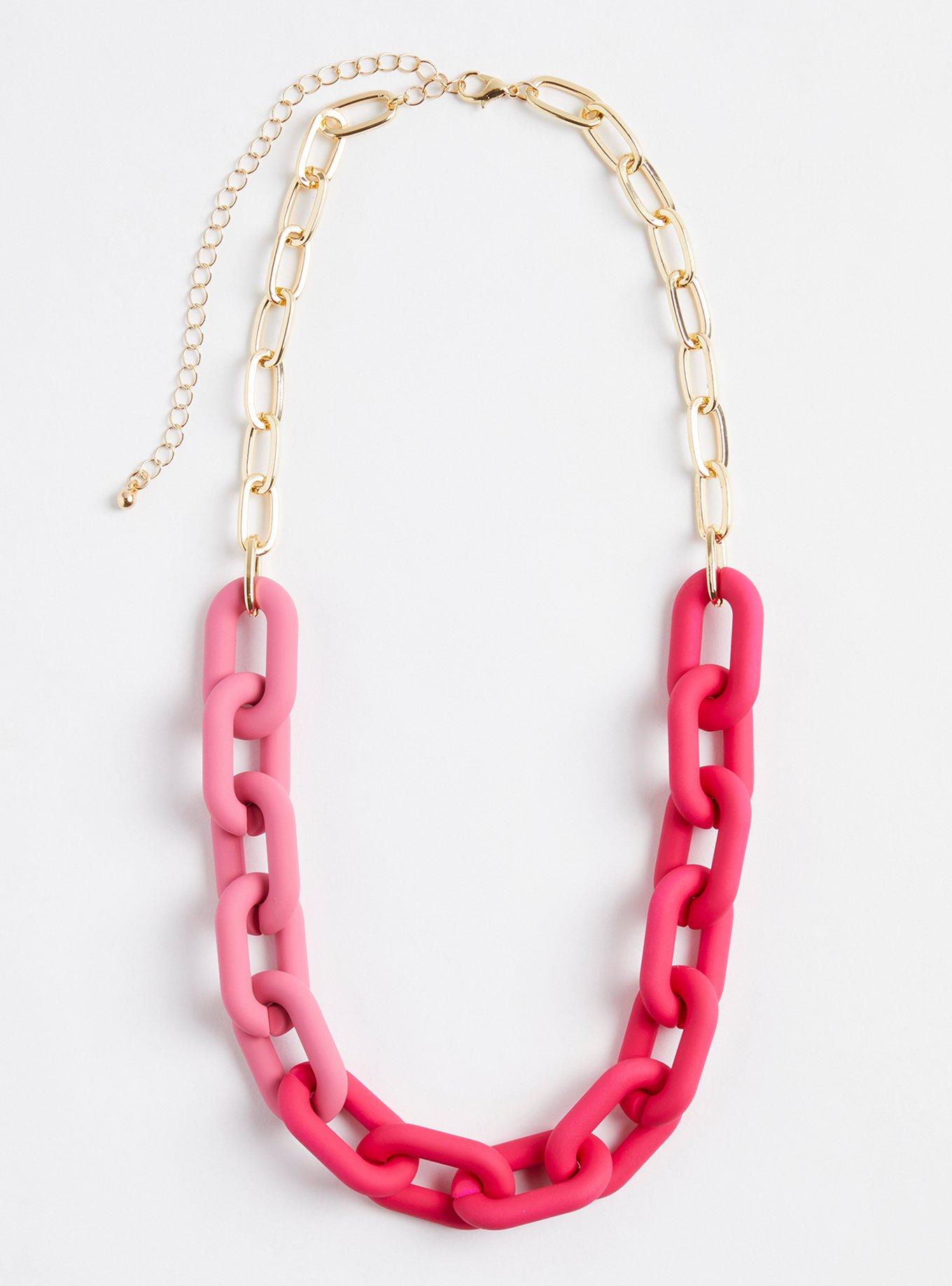 Plus Size - Matte Link Necklace - Pink & Gold Tone - Torrid