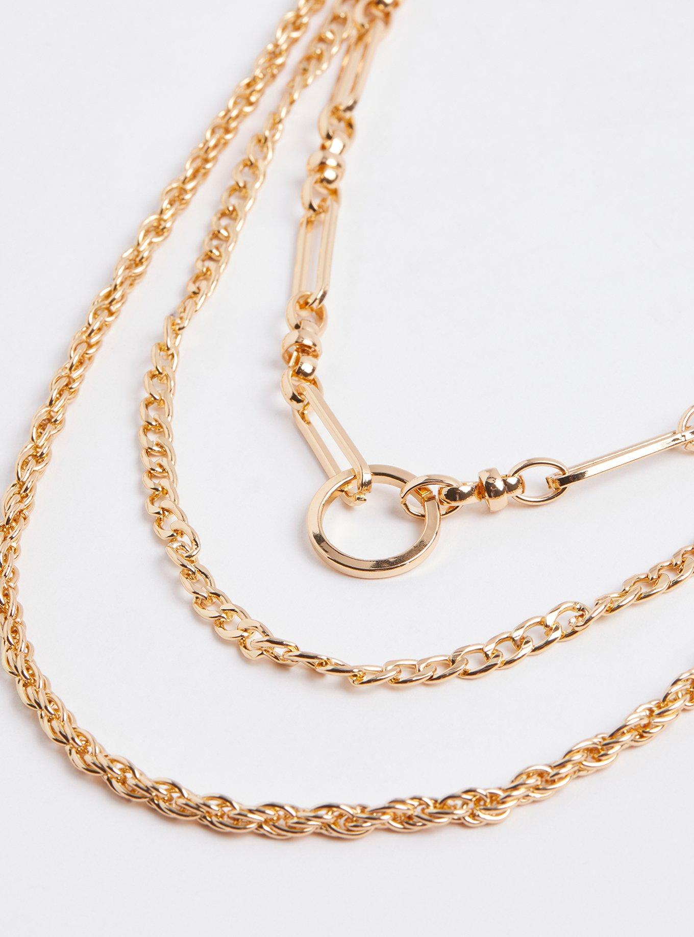Plus Size - Link & Rope Chain Layered Necklace - Gold Tone - Torrid