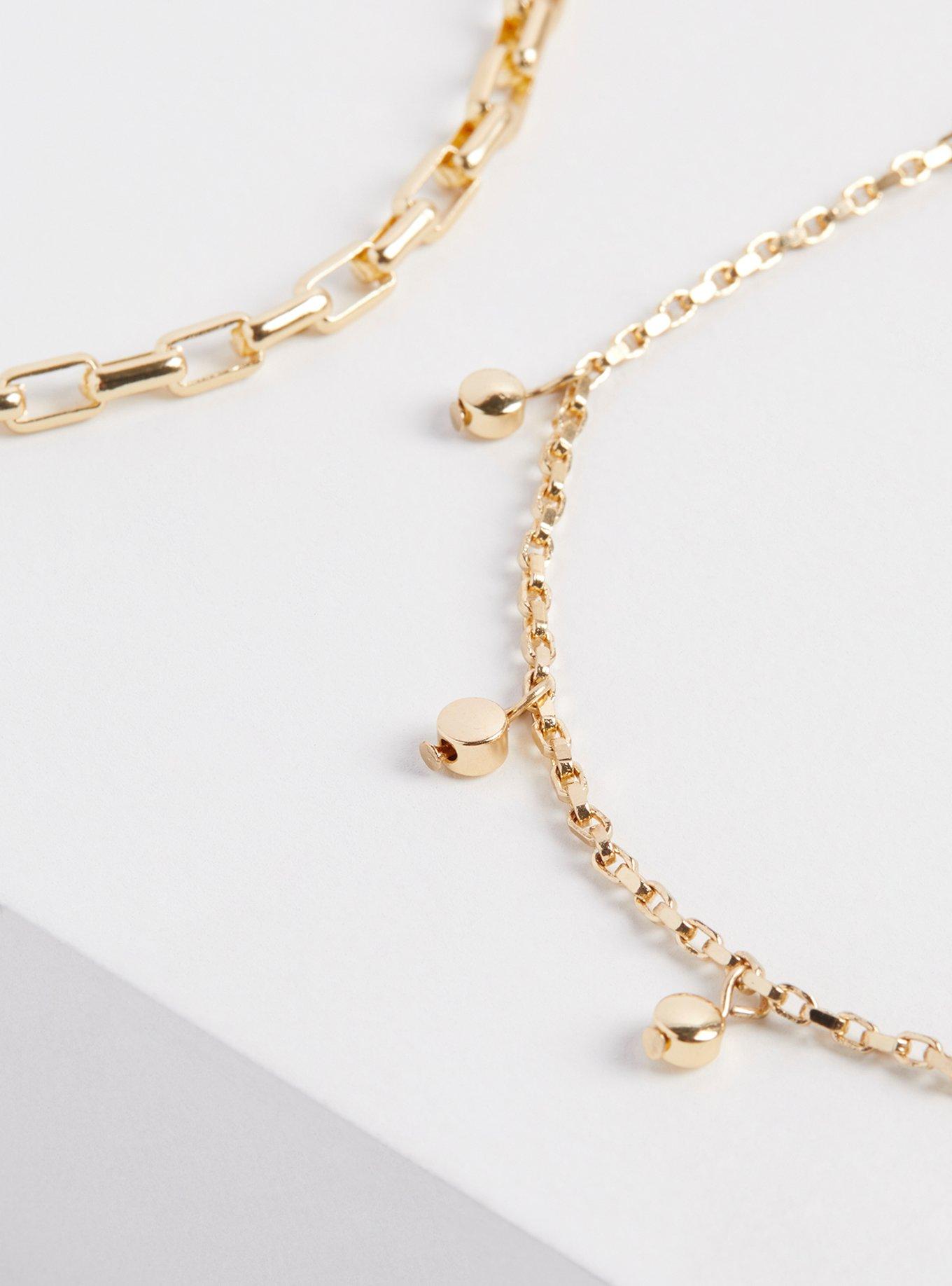 Plus Size - Gem Anklet Set of 3 - Gold Tone - Torrid