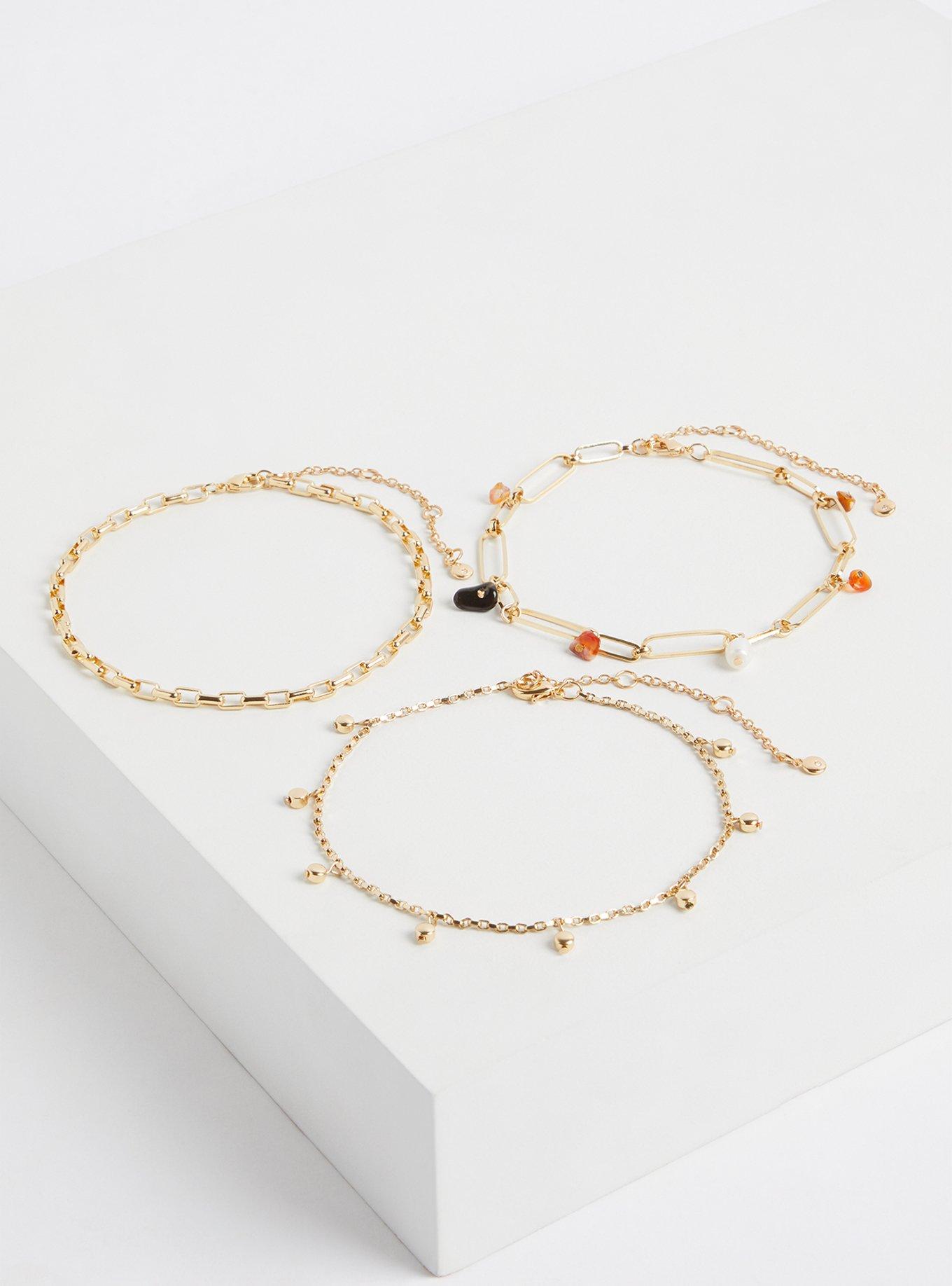 Plus Size - Gem Anklet Set of 3 - Gold Tone - Torrid