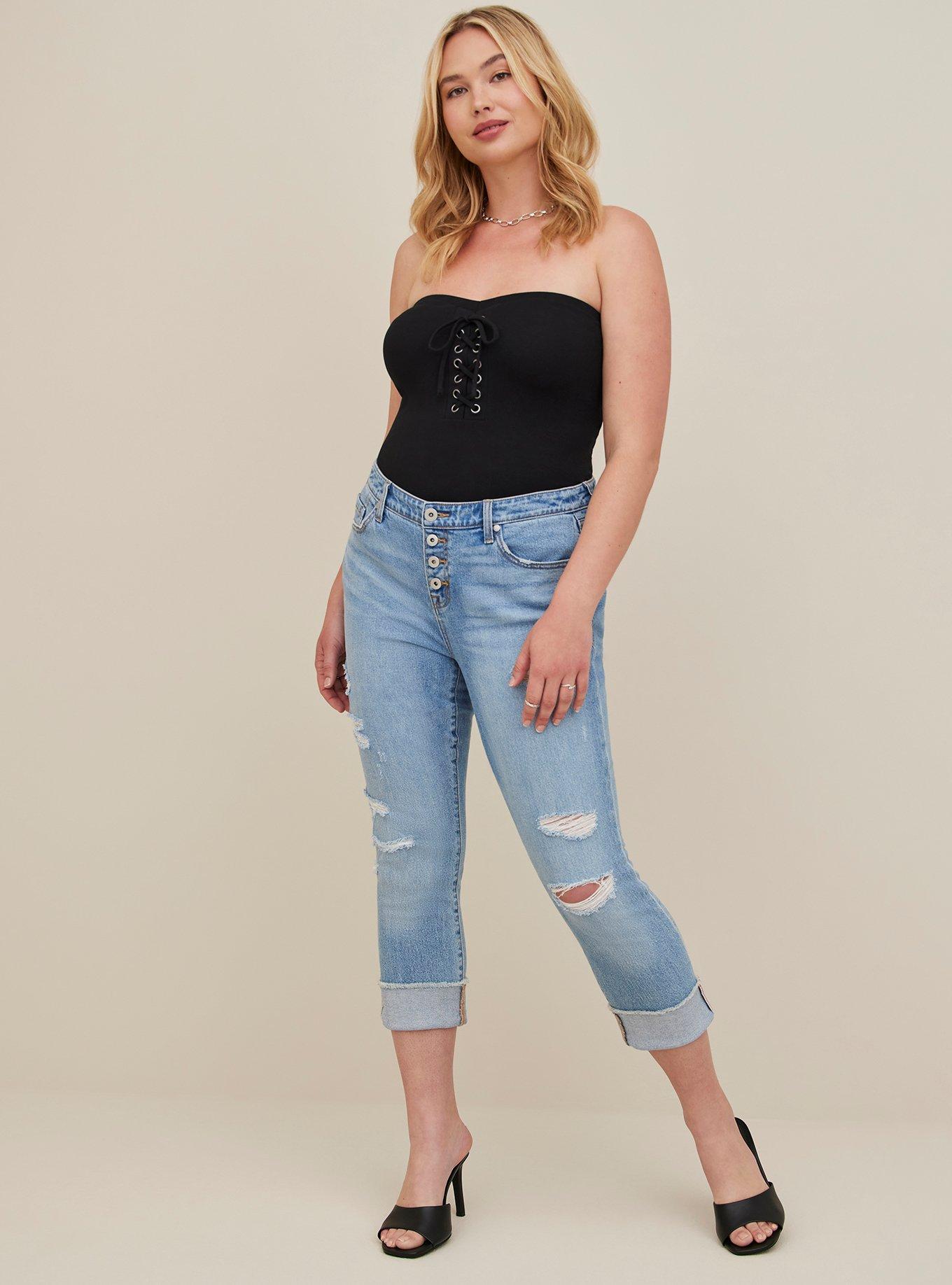 Plus Size - Lace-Up Tube Top - Foxy Black - Torrid