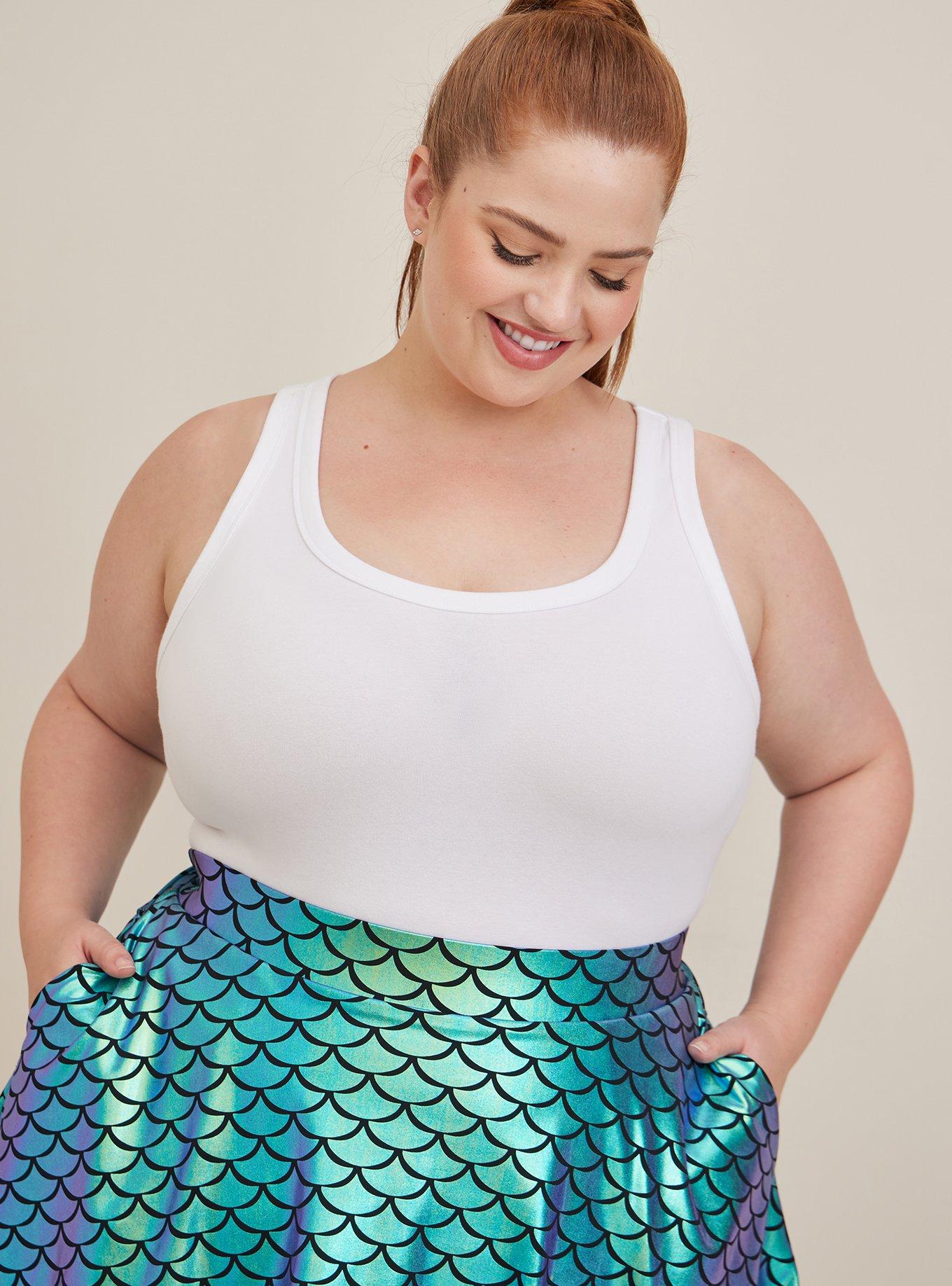 Plus Size - Disney The Little Mermaid Skater Skirt - Scuba Shiny Scale ...