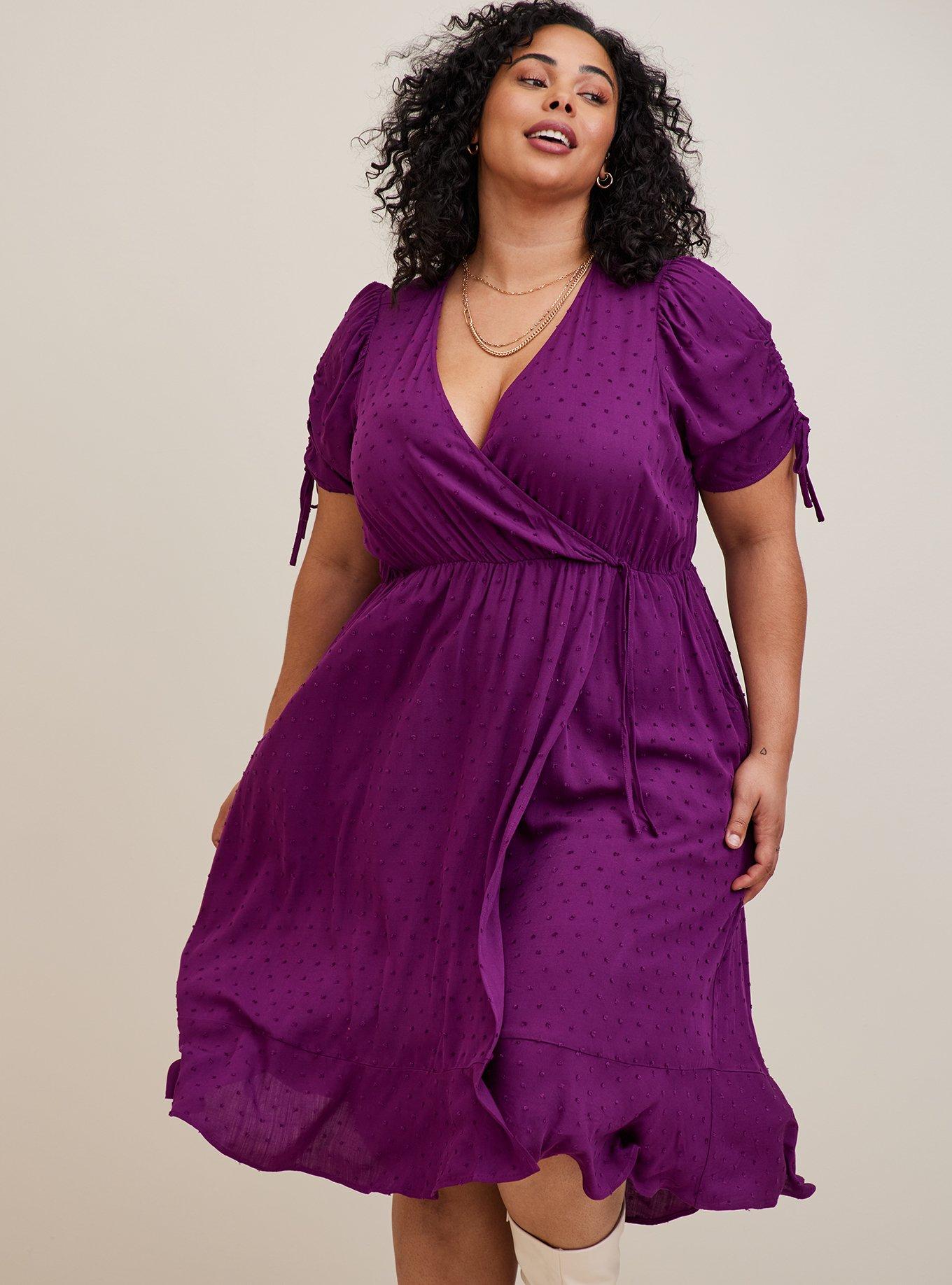Plus Size - Midi Swiss Linen Surplice Dress - Torrid