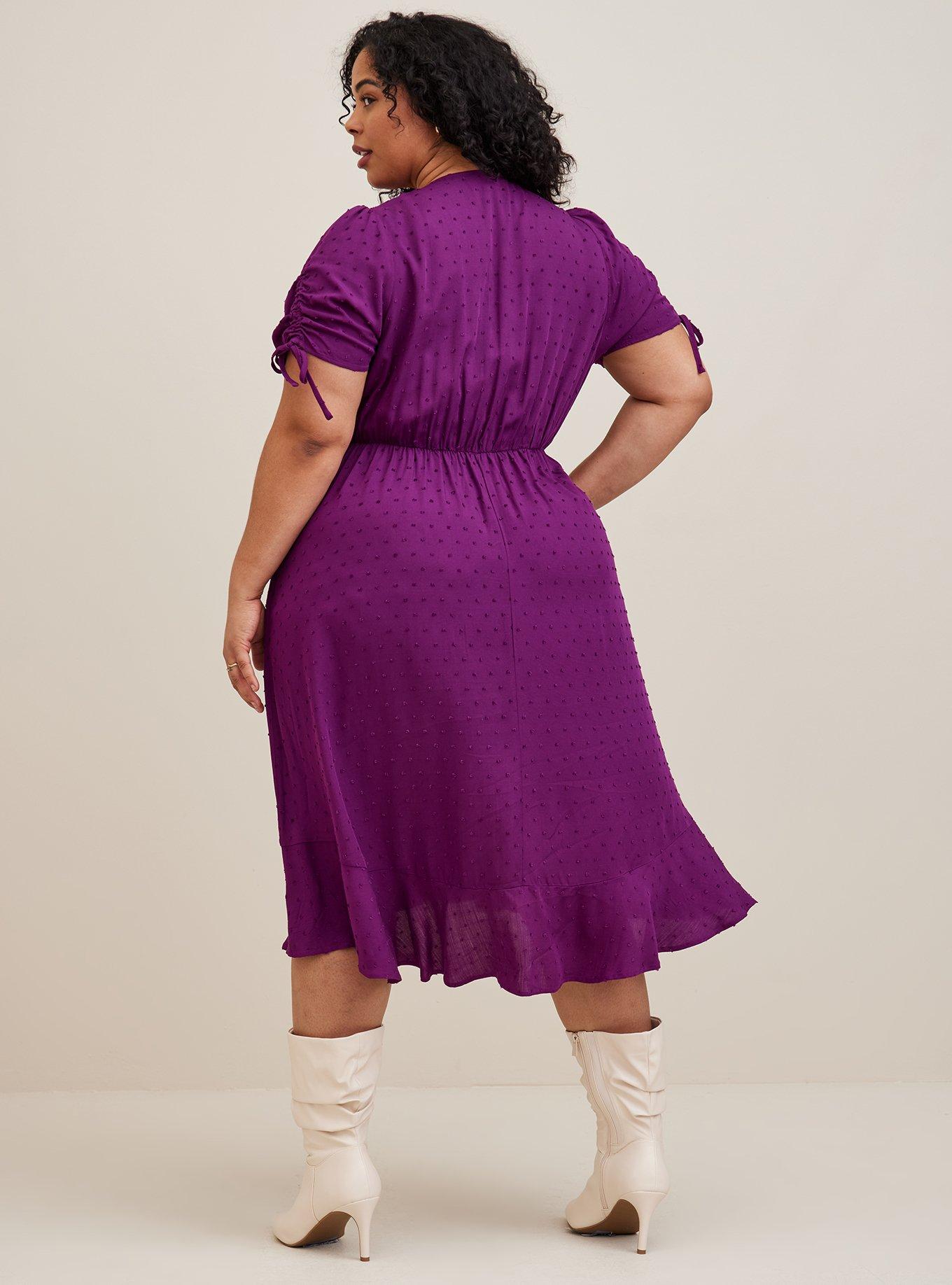 Plus Size - Midi Swiss Linen Surplice Dress - Torrid